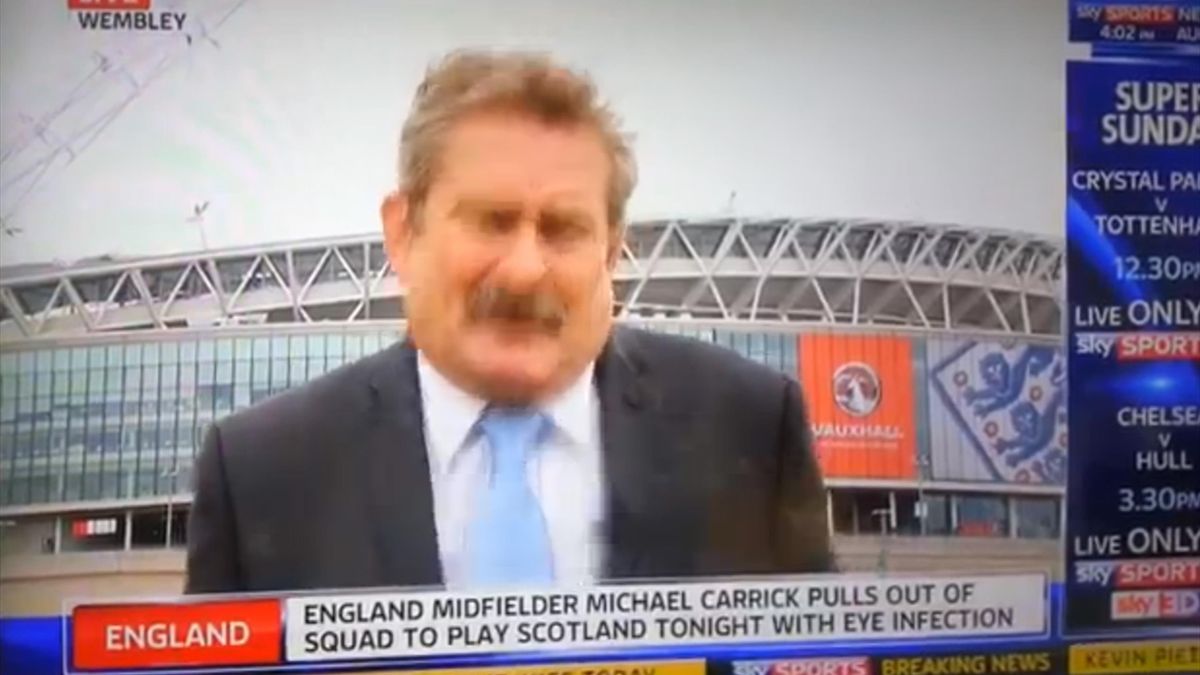 Sky Sports News reporter falls off ladder at Wembley ahead of England ...