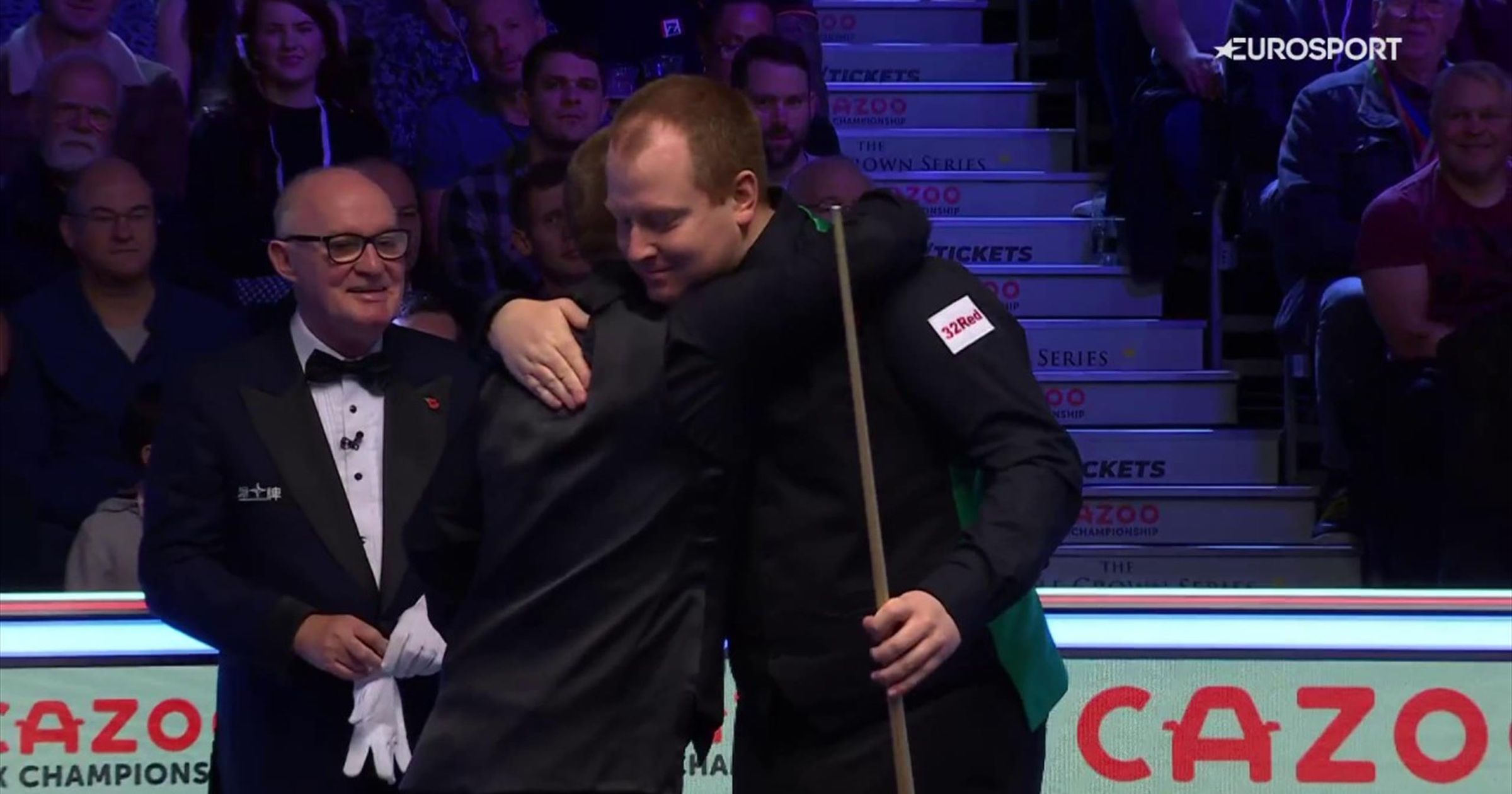 Mark Allen and Jordan Brown hug before first round clash at UK ...