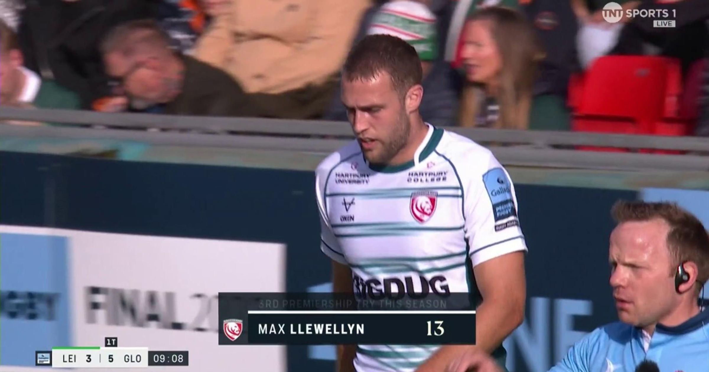 Max Llewellyn gets Gloucester on the board with superb try at Leicester ...