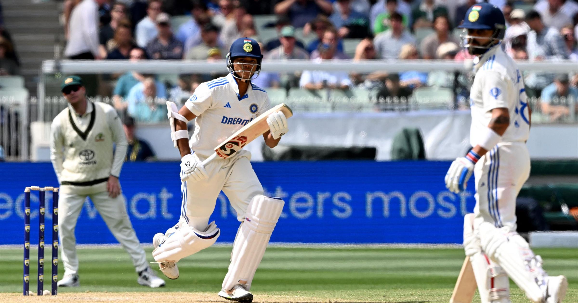Virat Kohli and Yashasvi Jaiswal ensnared in calamitous run out on day ...