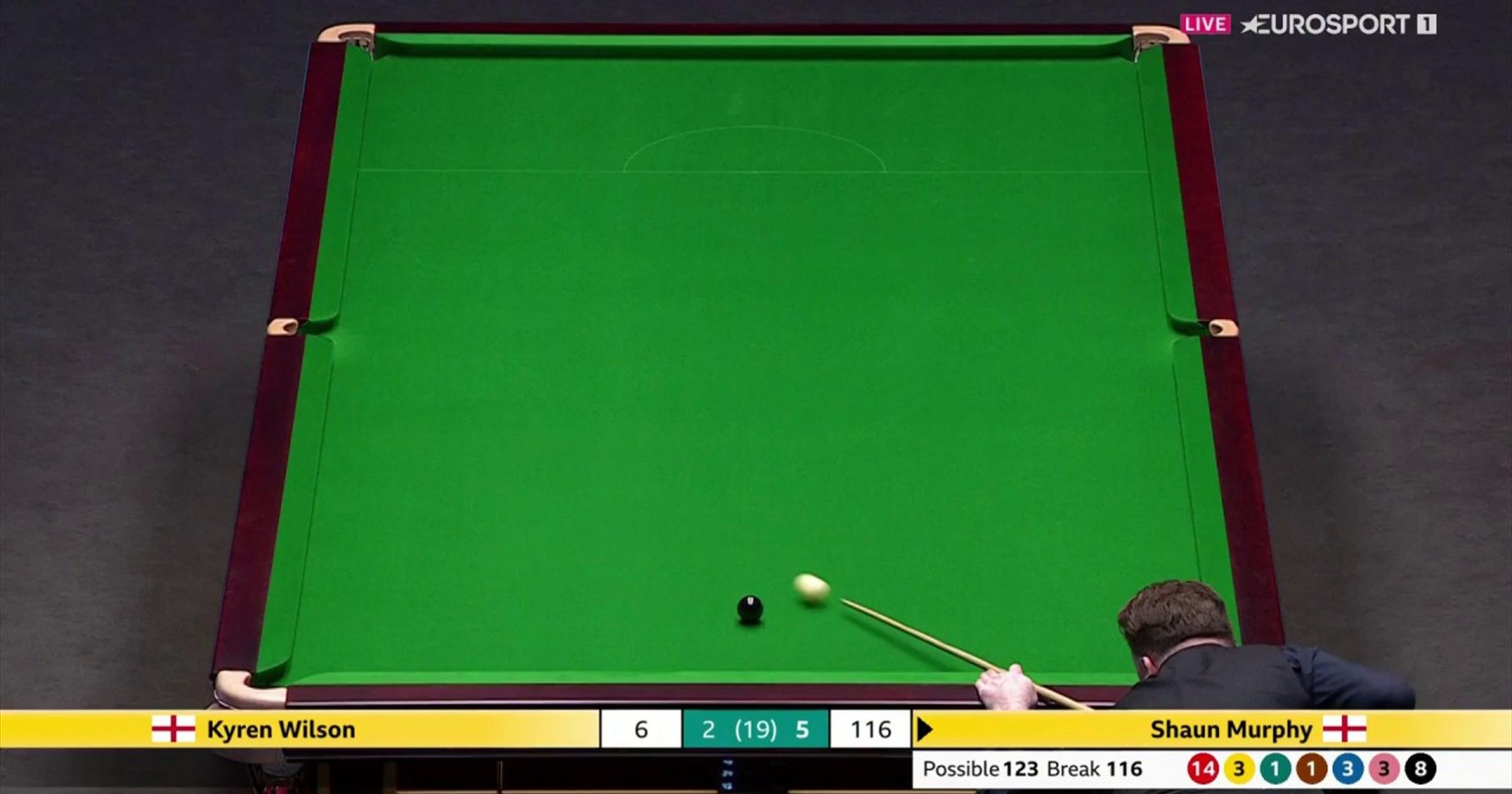 Shaun Murphy delights Ally Pally with cheeky foul for final black trick shot in eighth frame of ...