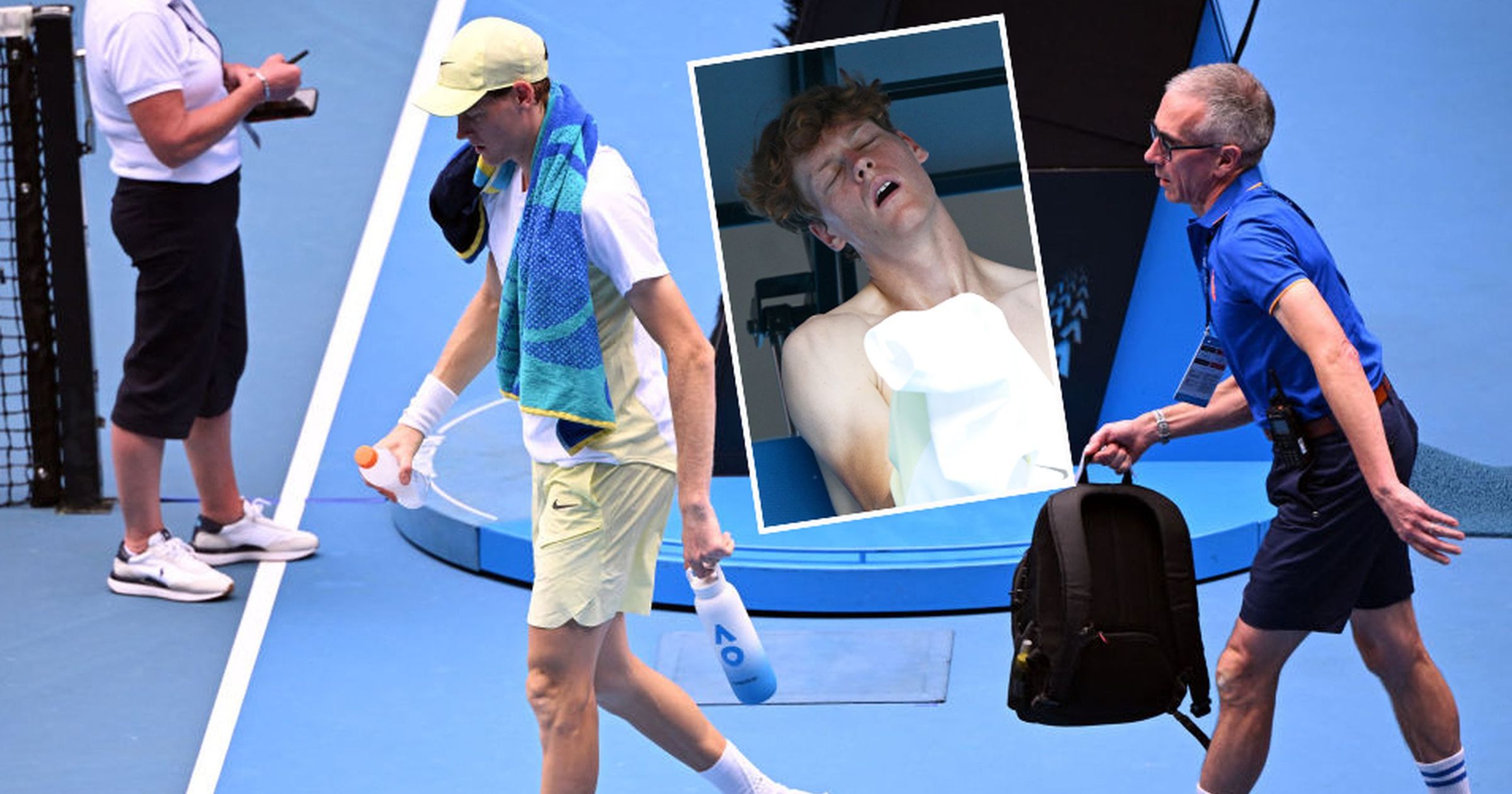 'Surprise' as struggling Jannik Sinner taken off court for treatment ...