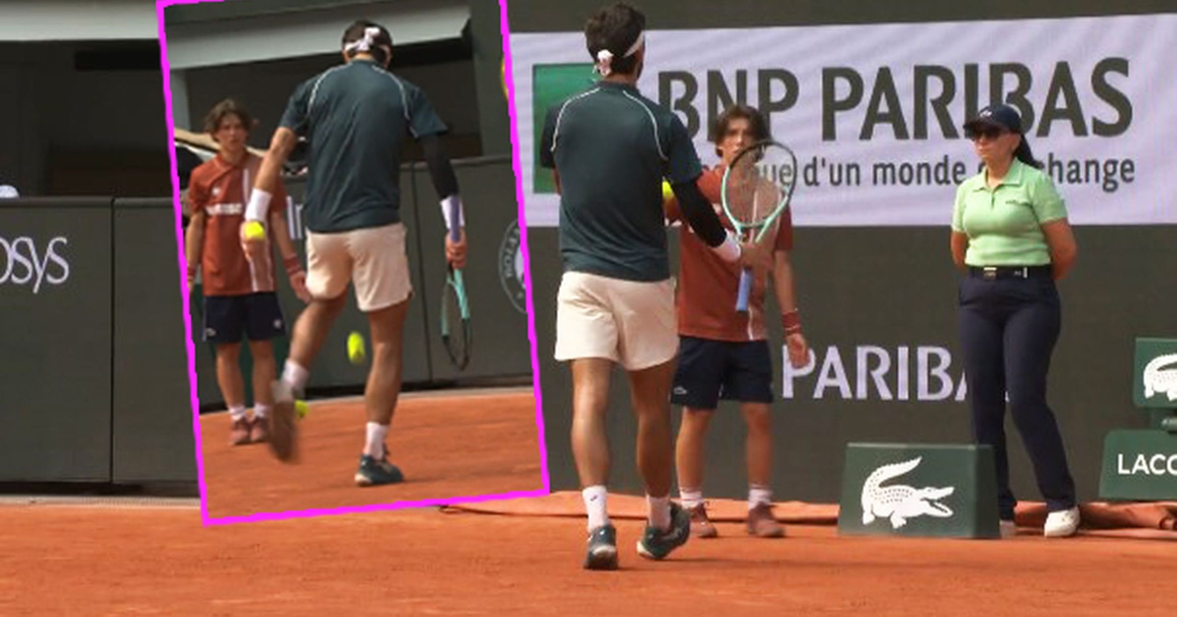 'Angry' Lorenzo Musetti kicks ball at line judge in big controversy ...