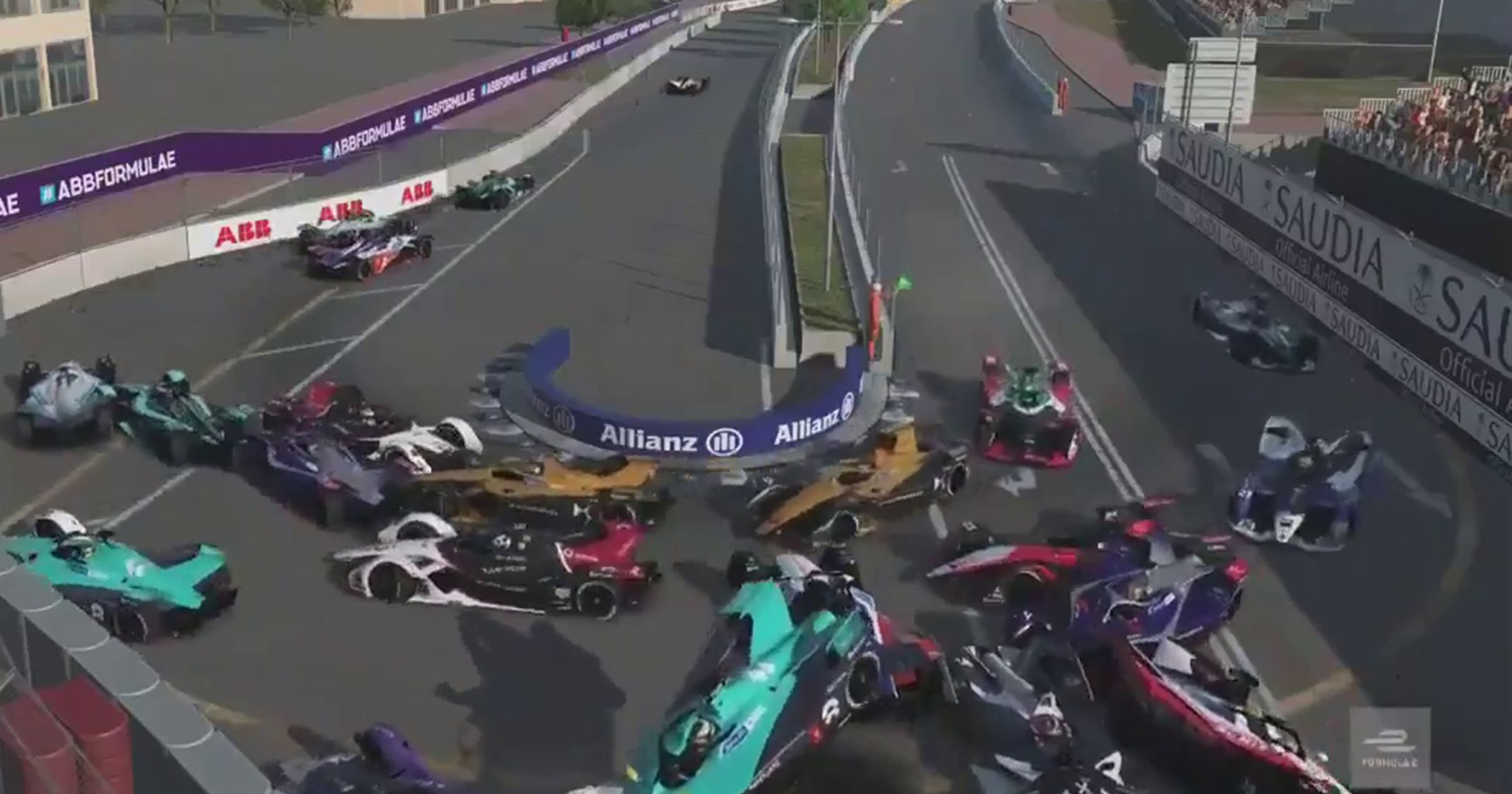 Chaos ensues as Formula E race start brings MASSIVE crash - Formula E ...