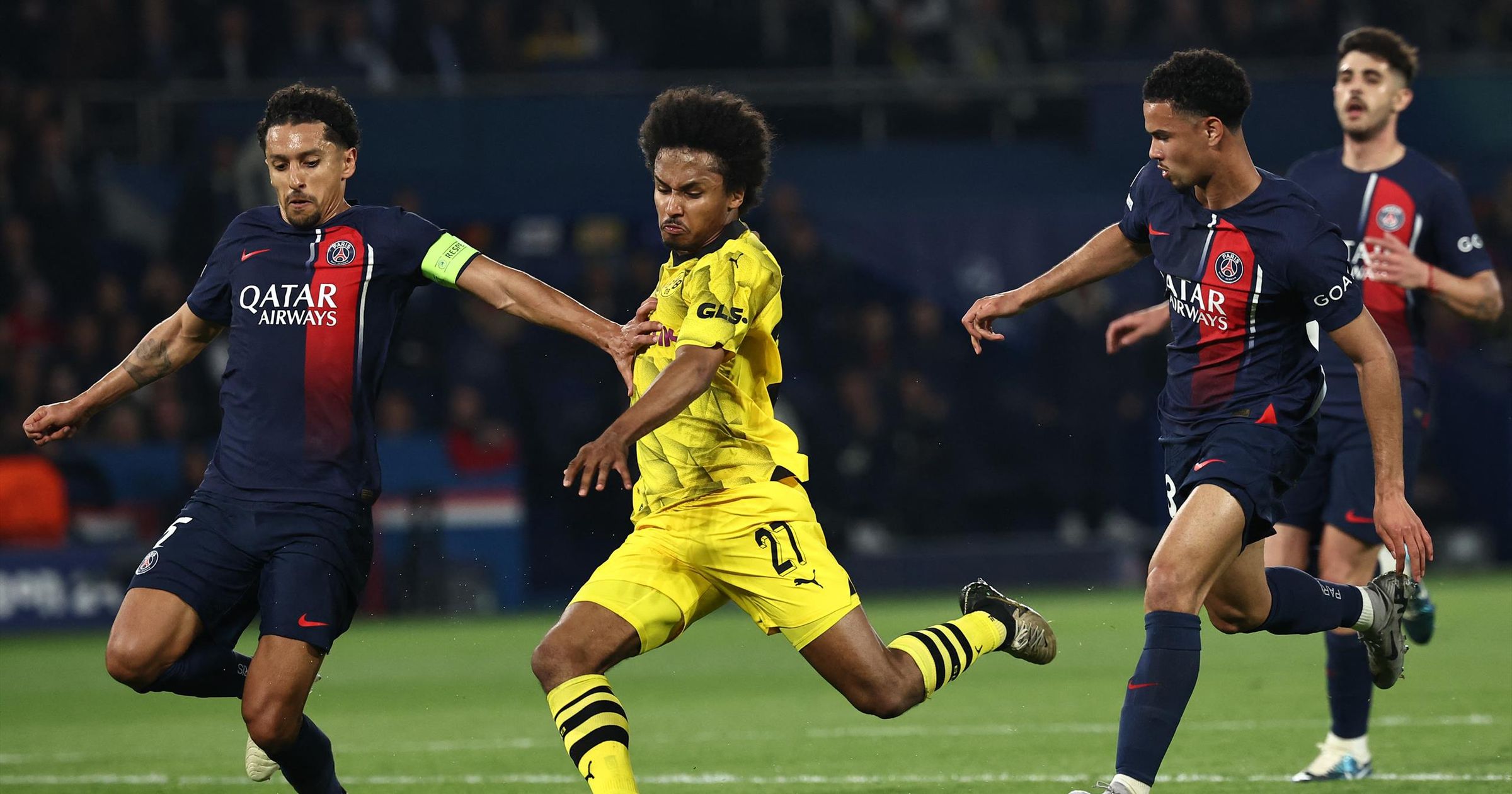 Gianluigi Donnarumma makes ‘huge save’ from Karim Adeyemi in UEFA Champions League match between ...