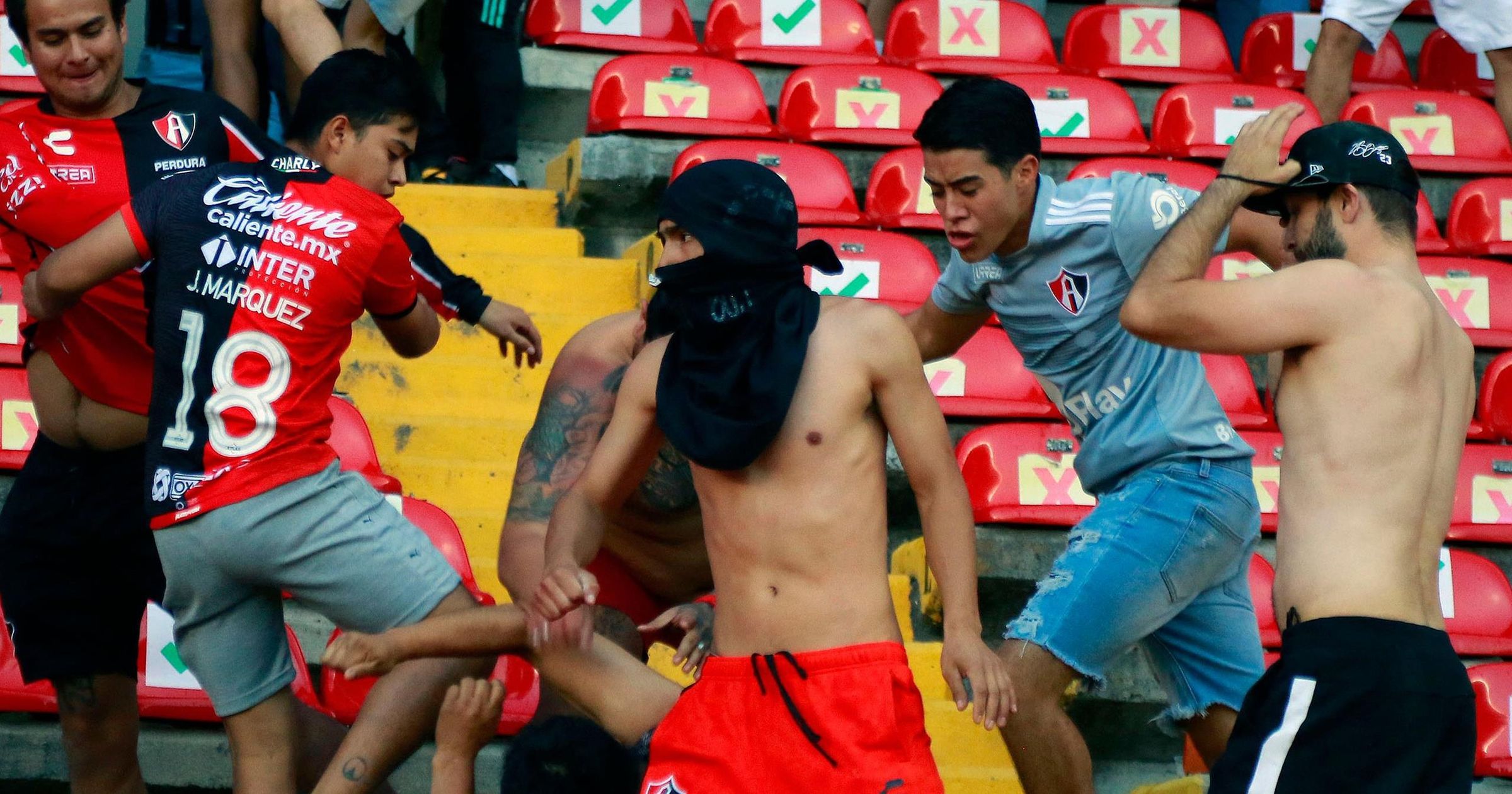 Queretaro v Atlas: Liga MX game abandoned after mass brawls erupt at ...