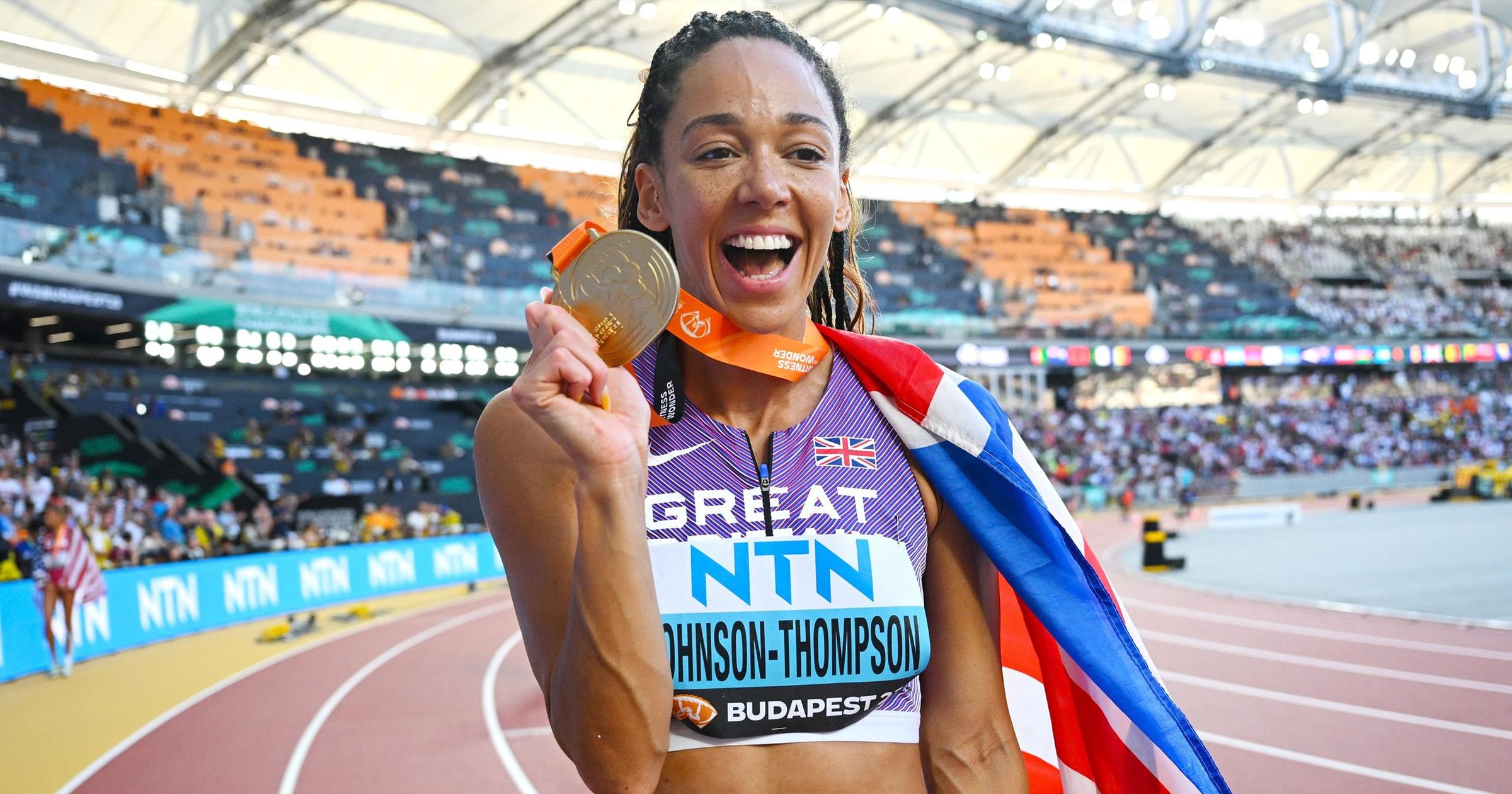 Katarina Johnson-Thompson wipes away tears in emotional interview after ...