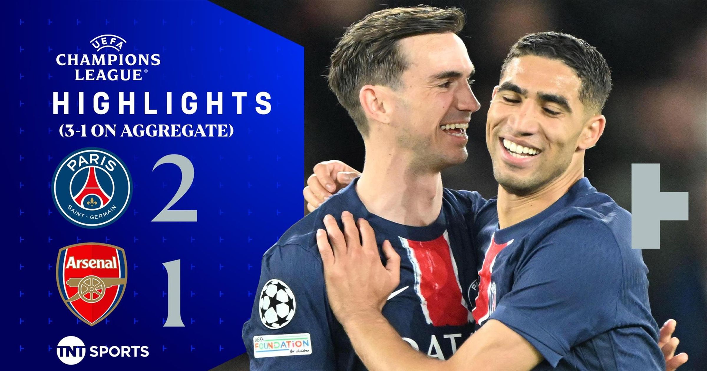 PSG 2-1 Arsenal (3-1 agg.) – UEFA Champions League highlights as Bukayo ...