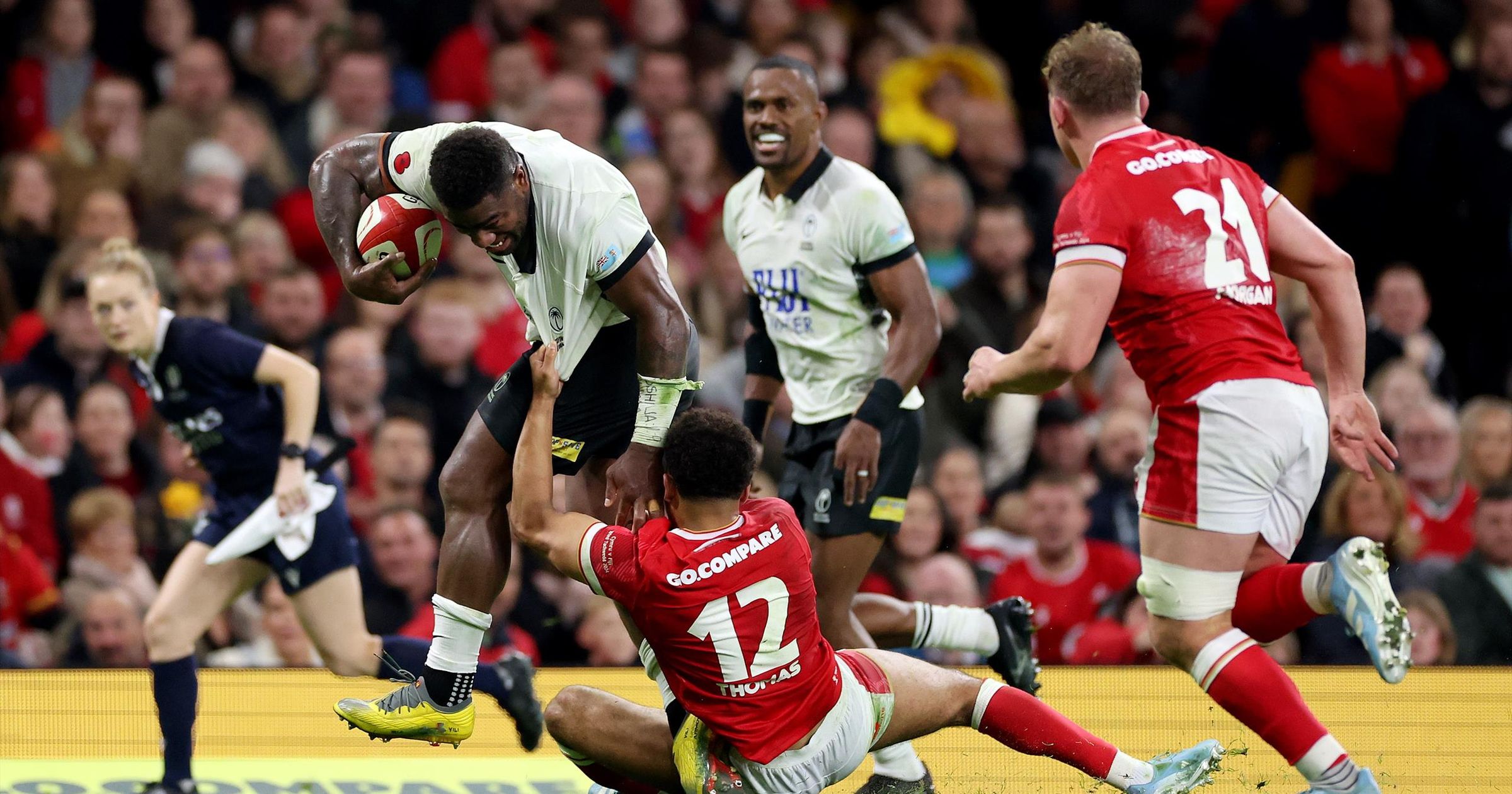Josua Tuisova crashes over as Fiji take the lead against Wales - Rugby ...