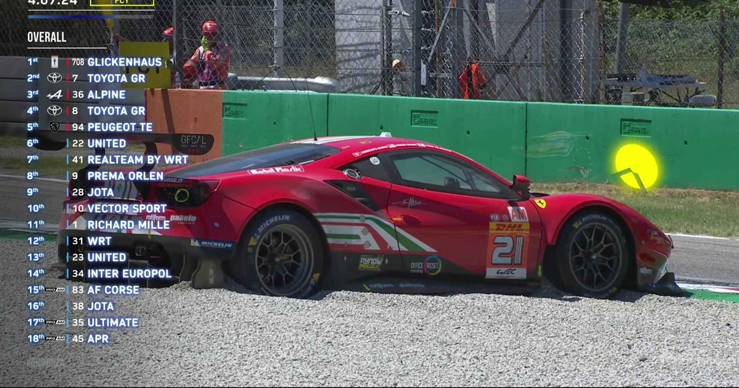 'Trouble!' - Ferrari 23 crashes out at corner after collision - WEC ...