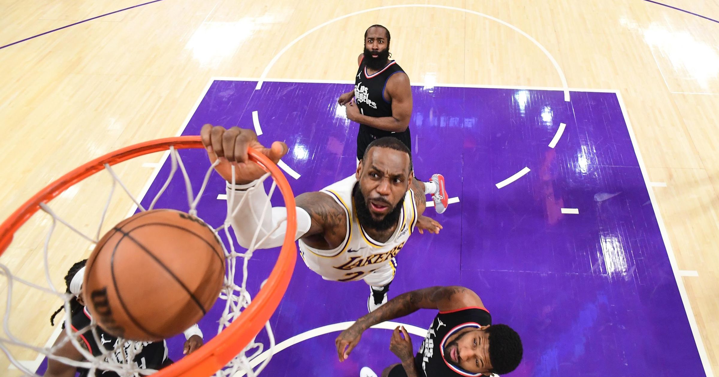 NBA: LeBron James produces monster dunk as LA Lakers edge out Clippers ...