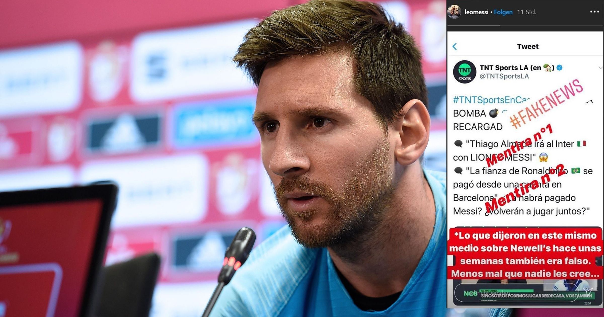 Lionel Messi takes to Instagram to call out ‘fake news’ - TNT Sports