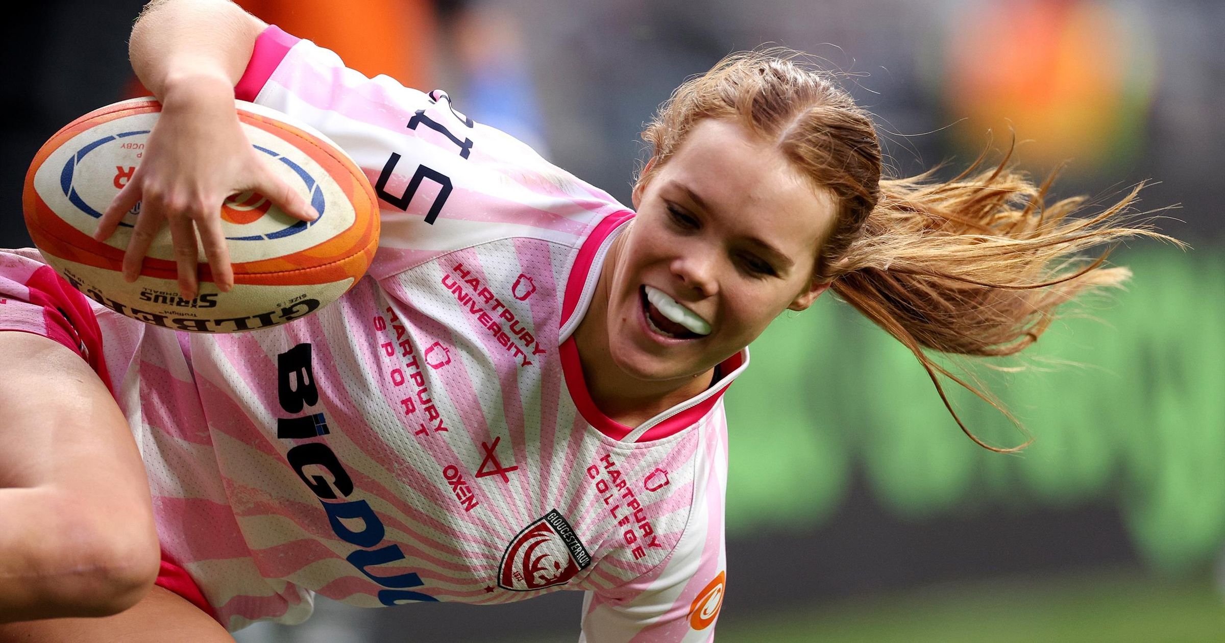 Mia Venner goes over in the corner for Gloucester-Hartpury after ...