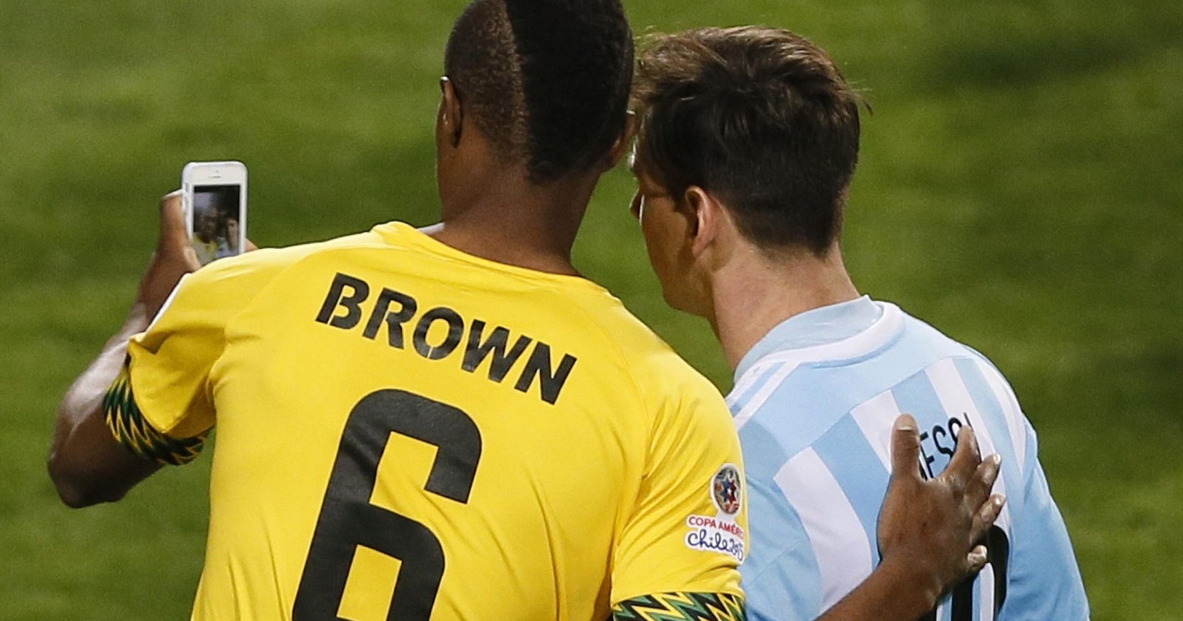 Watch: Jamaica's DeShorn Brown gets on-pitch selfie with Lionel Messi ...