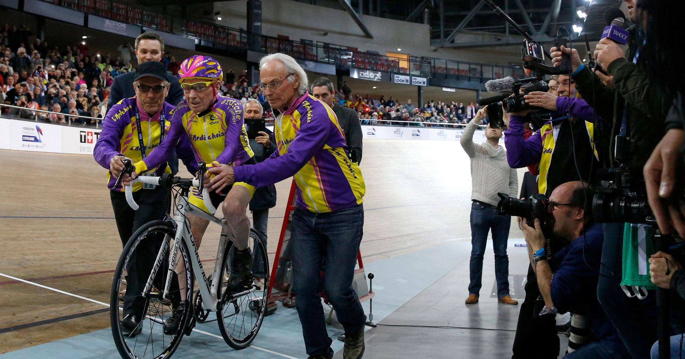 PHOTOS: 105-year-old Frenchman Robert Marchand cycles into history with ...