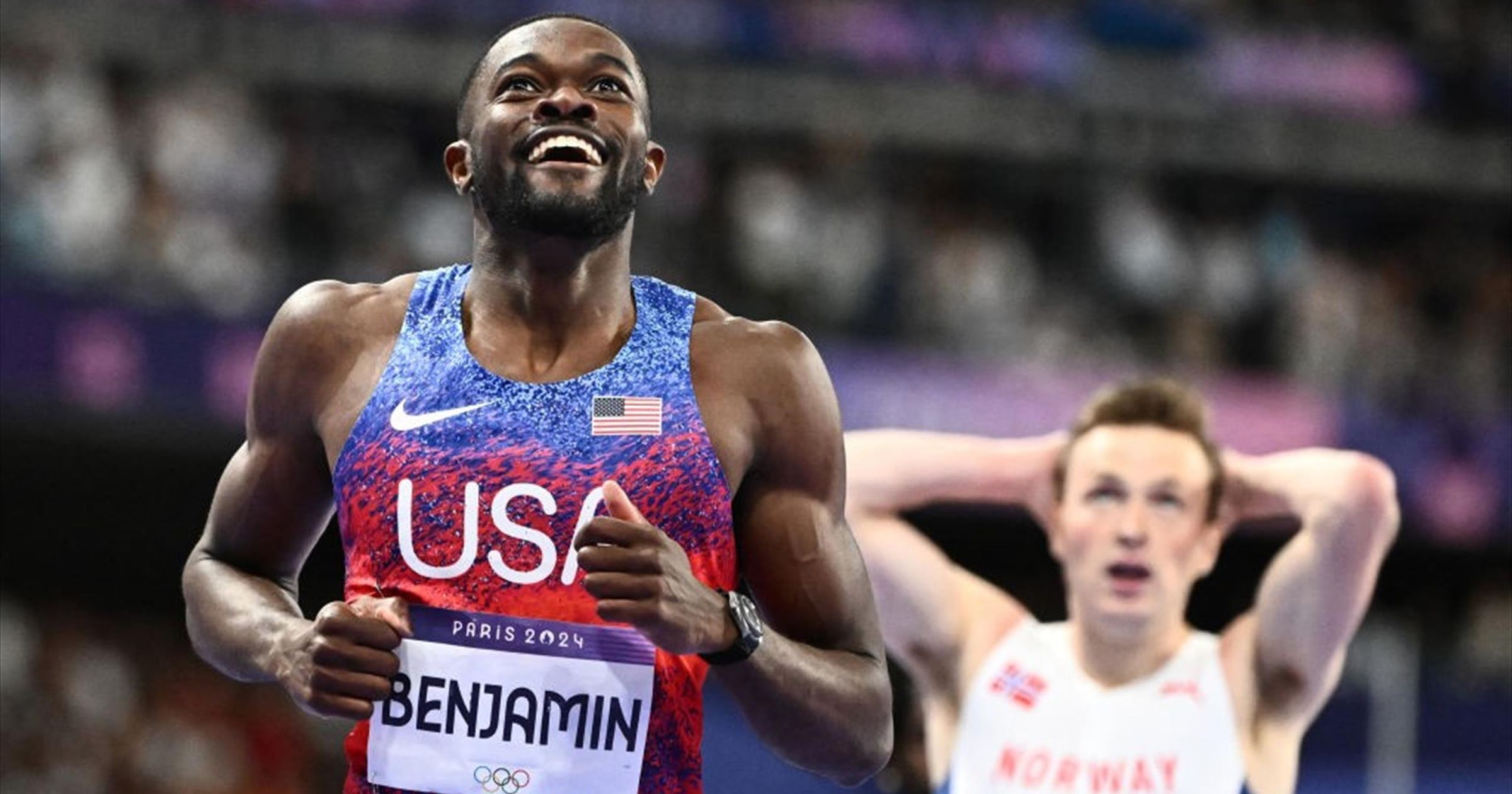 Paris 2024: USA's Rai Benjamin claims gold in men's 400m hurdles ...