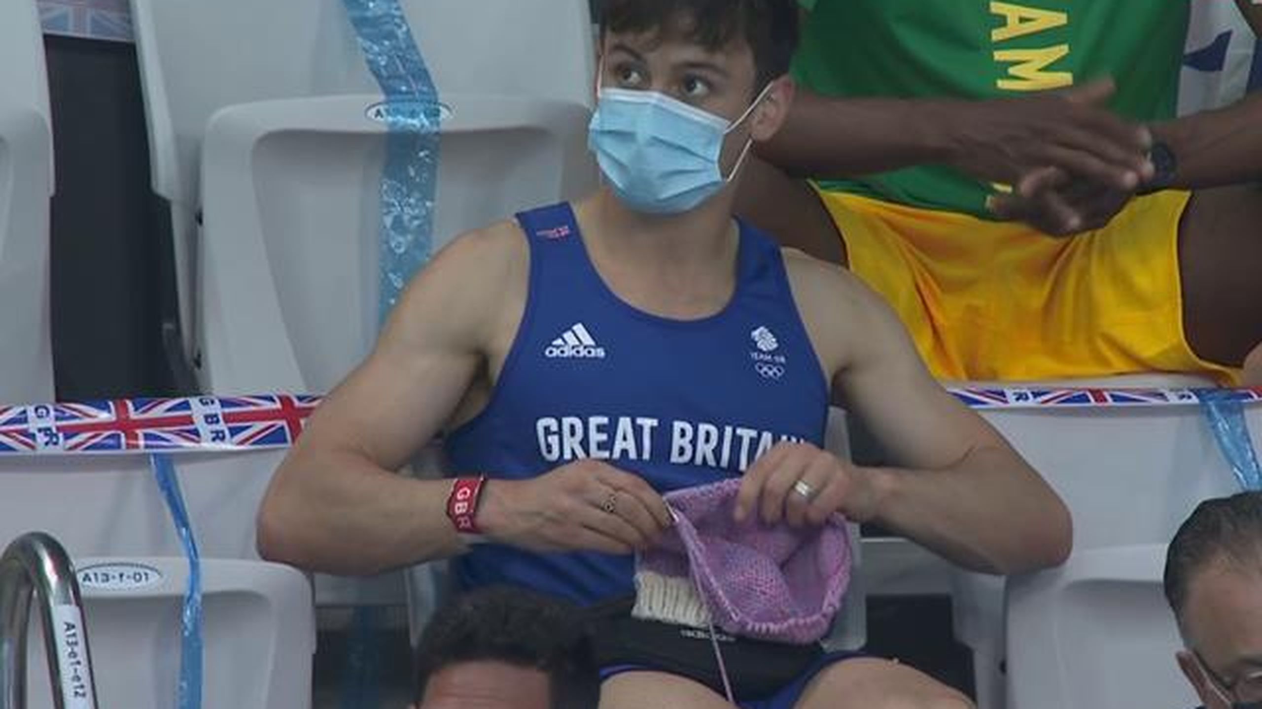 Tokyo 2020 Olympics - Medal cosy? Team GB's Tom Daley shown knitting in ...