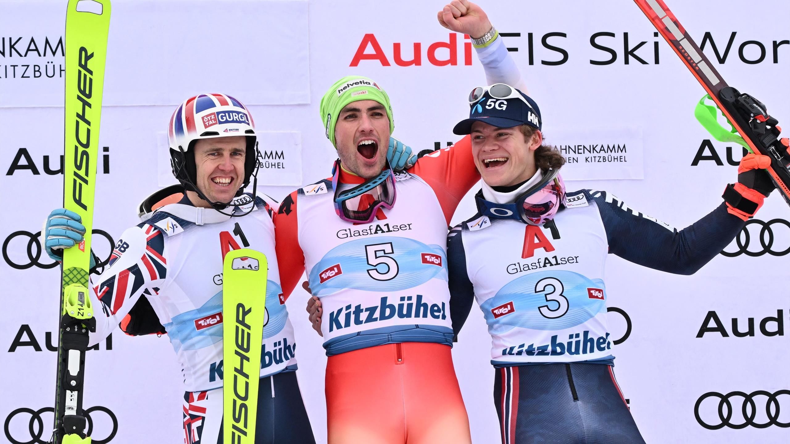 Dave Ryding claims superb podium in Kitzbuhel World Cup slalom as Daniel Yule storms to victory ...