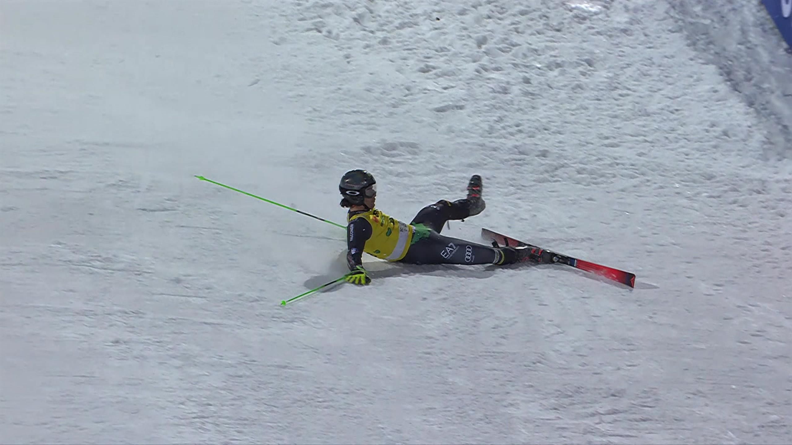 Hannes Zingerle crashes on second run in Schladming but crosses finish ...