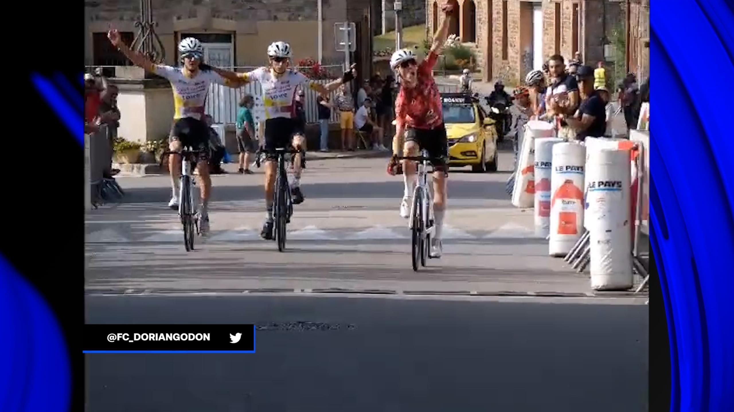 Oops! Team-mates celebrate prematurely and beaten on the line by Simon ...