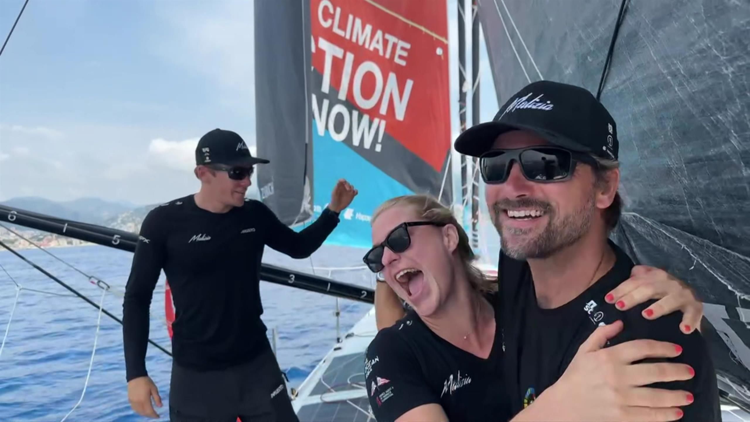 Watch the moment victorious Team Malizia arrive as Leg 7 victors in ...