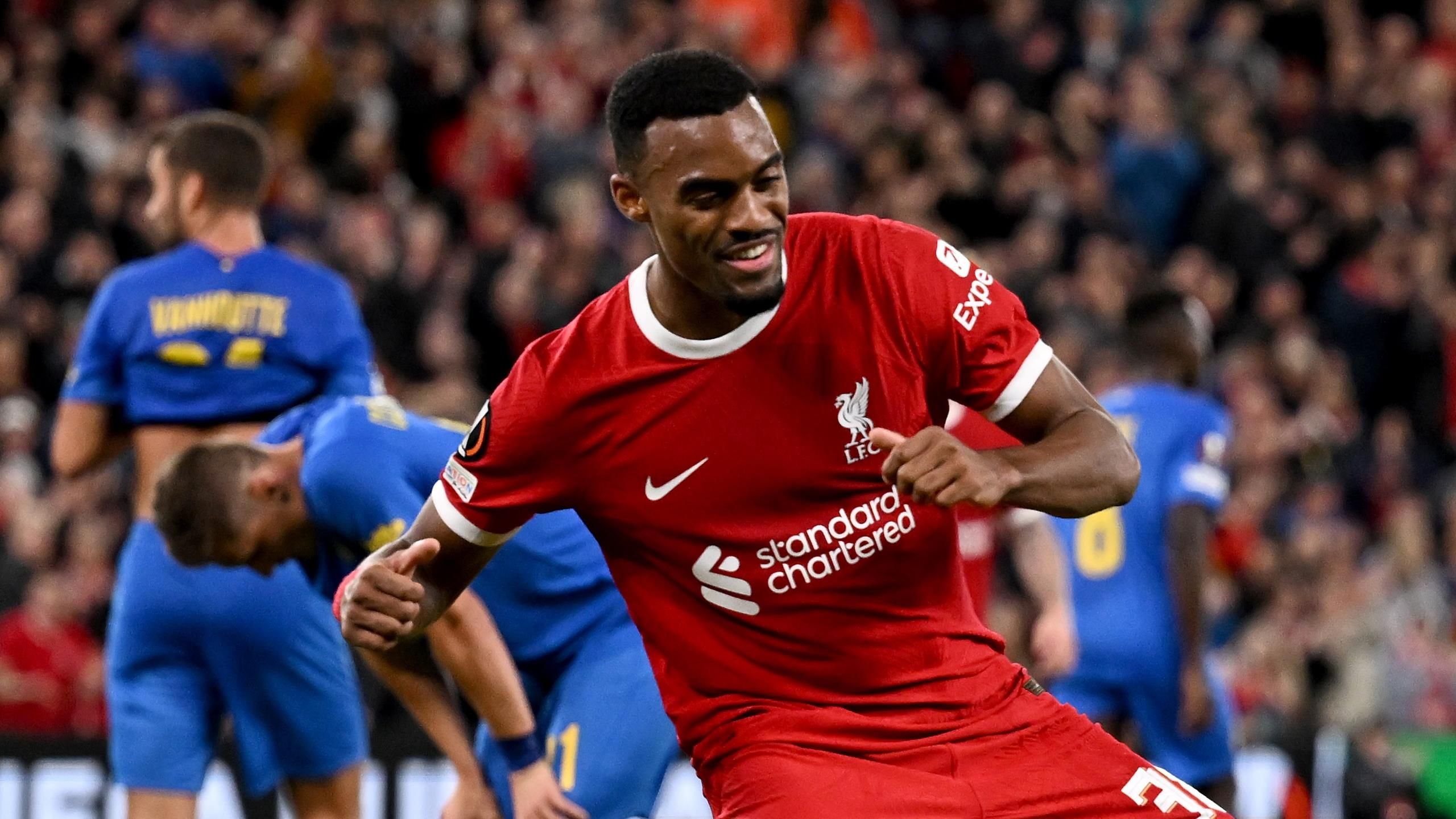 Ryan Gravenberch scores first Liverpool goal after 'gift' from Union ...