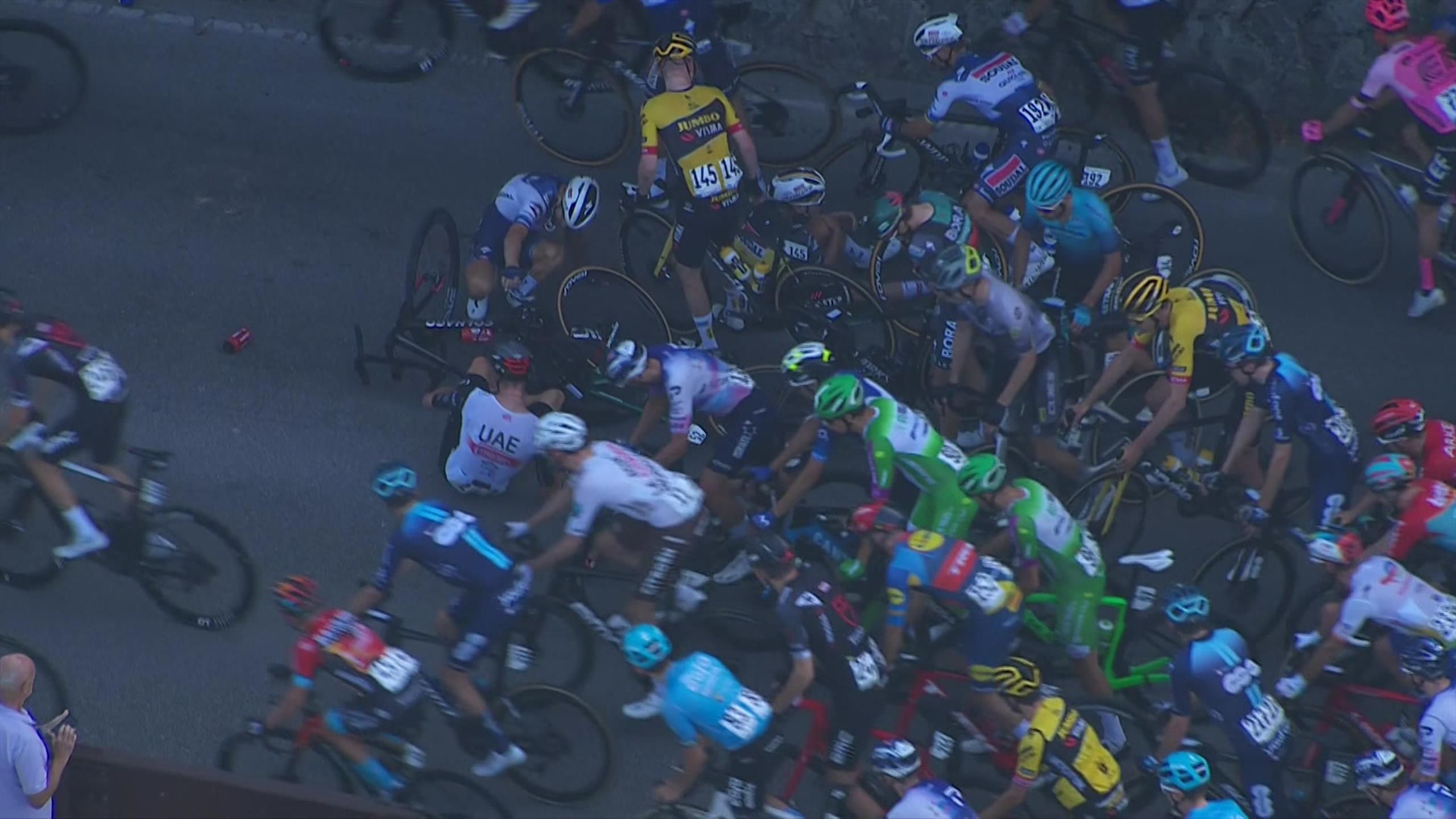 Watch: Remco Evenepoel involved in crash early on at Il Lombardia ...