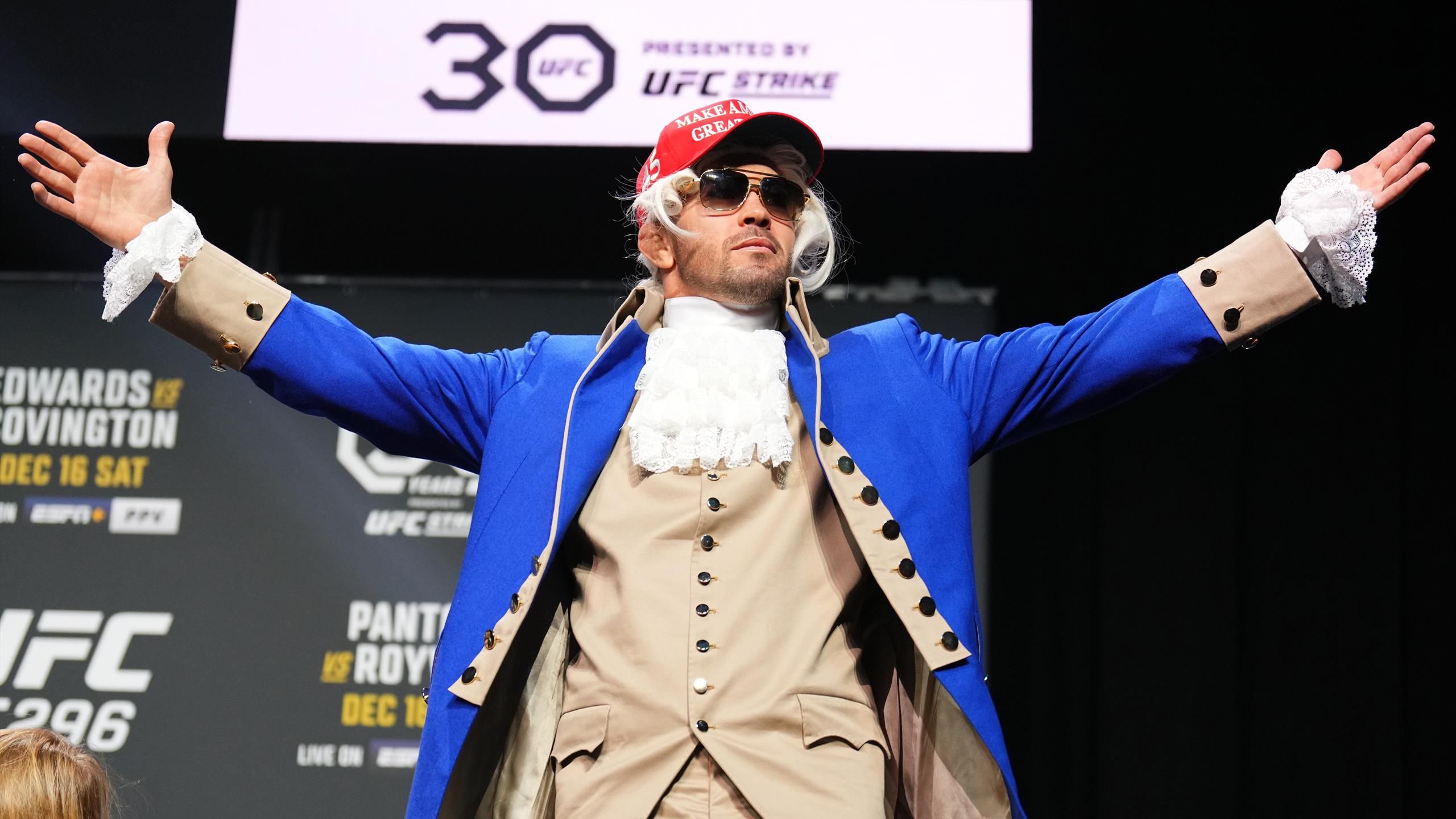 UFC 296: Colby Covington rocks up to press conference dressed as George ...