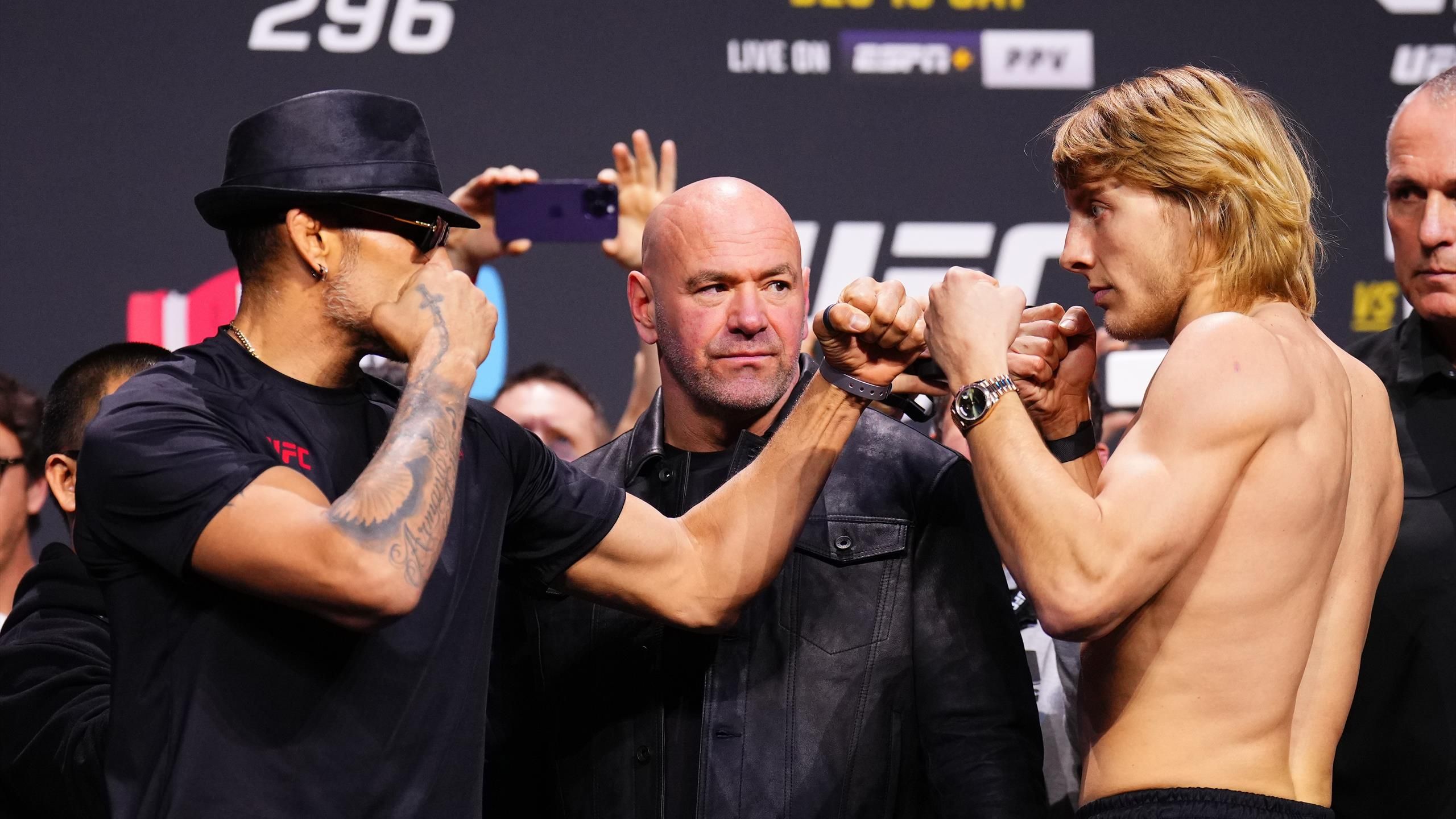 Paddy Pimblett and Tony Ferguson come face to face in UFC 296 weigh-in ...