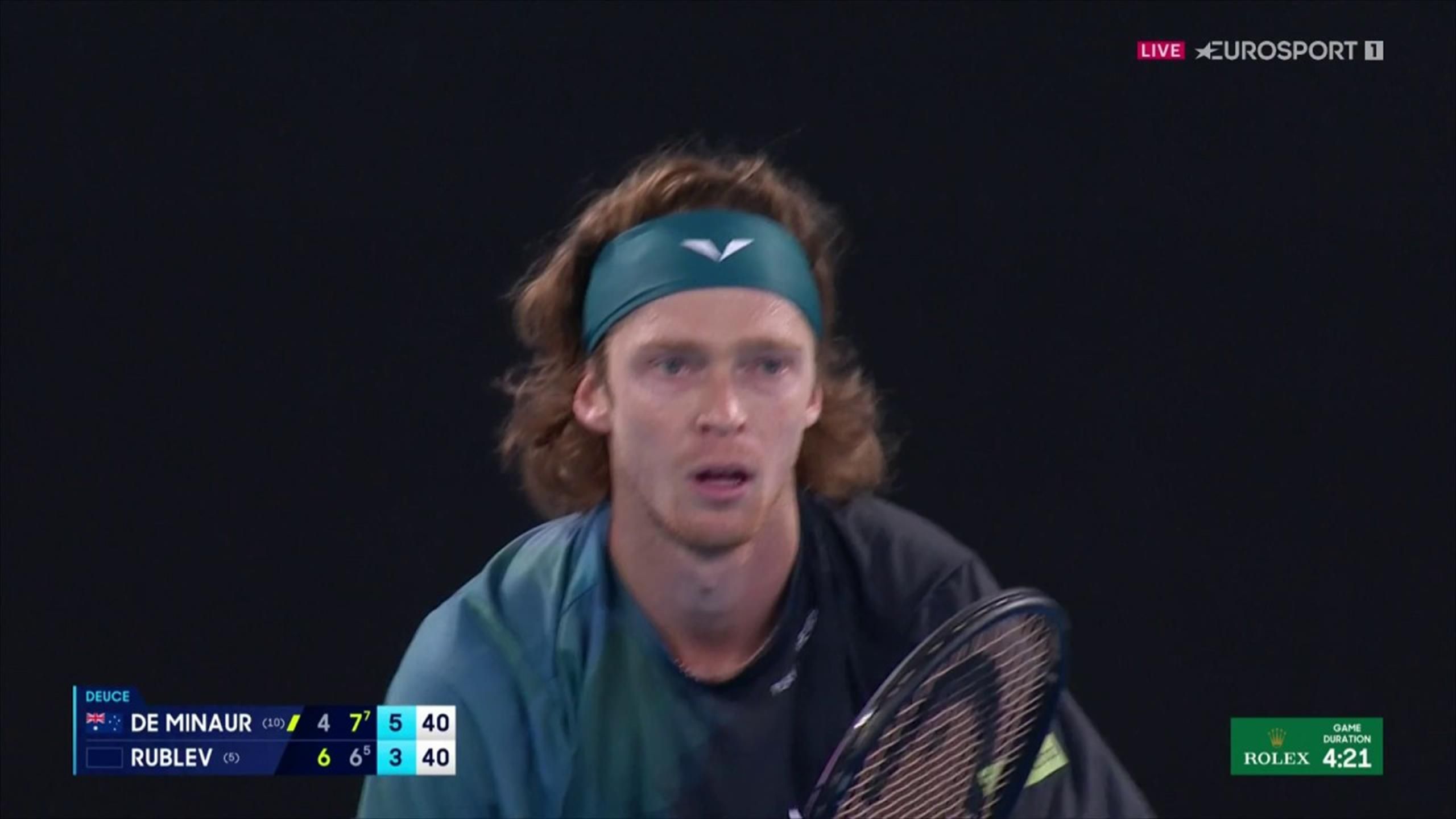 Australian Open: Andrey Rublev destroys his racquet in frustration ...