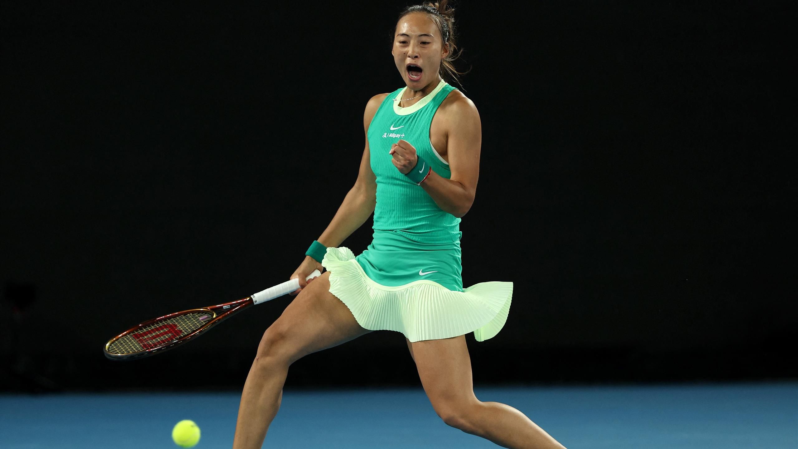 Qinwen Zheng reaches maiden Grand Slam semi-final with victory over Anna Kalinskaya at ...