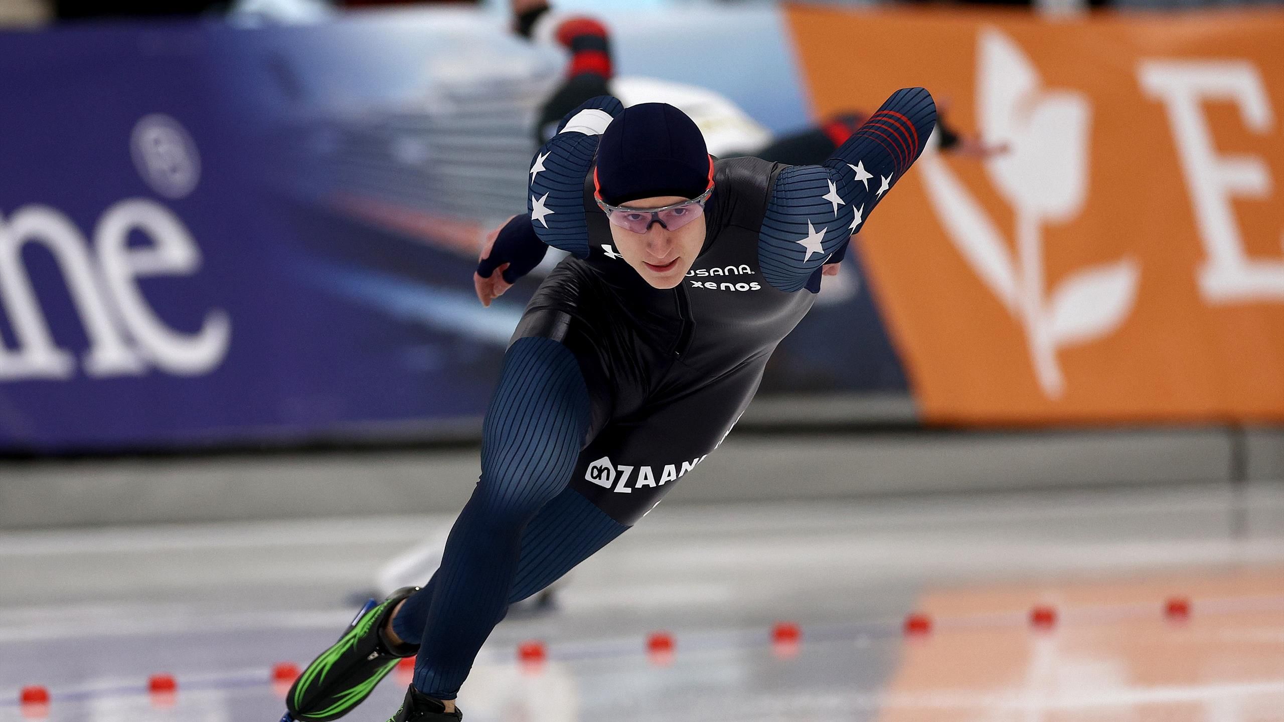Jordan Stolz at the double at Quebec speed skating World Cup, Min-Sun ...