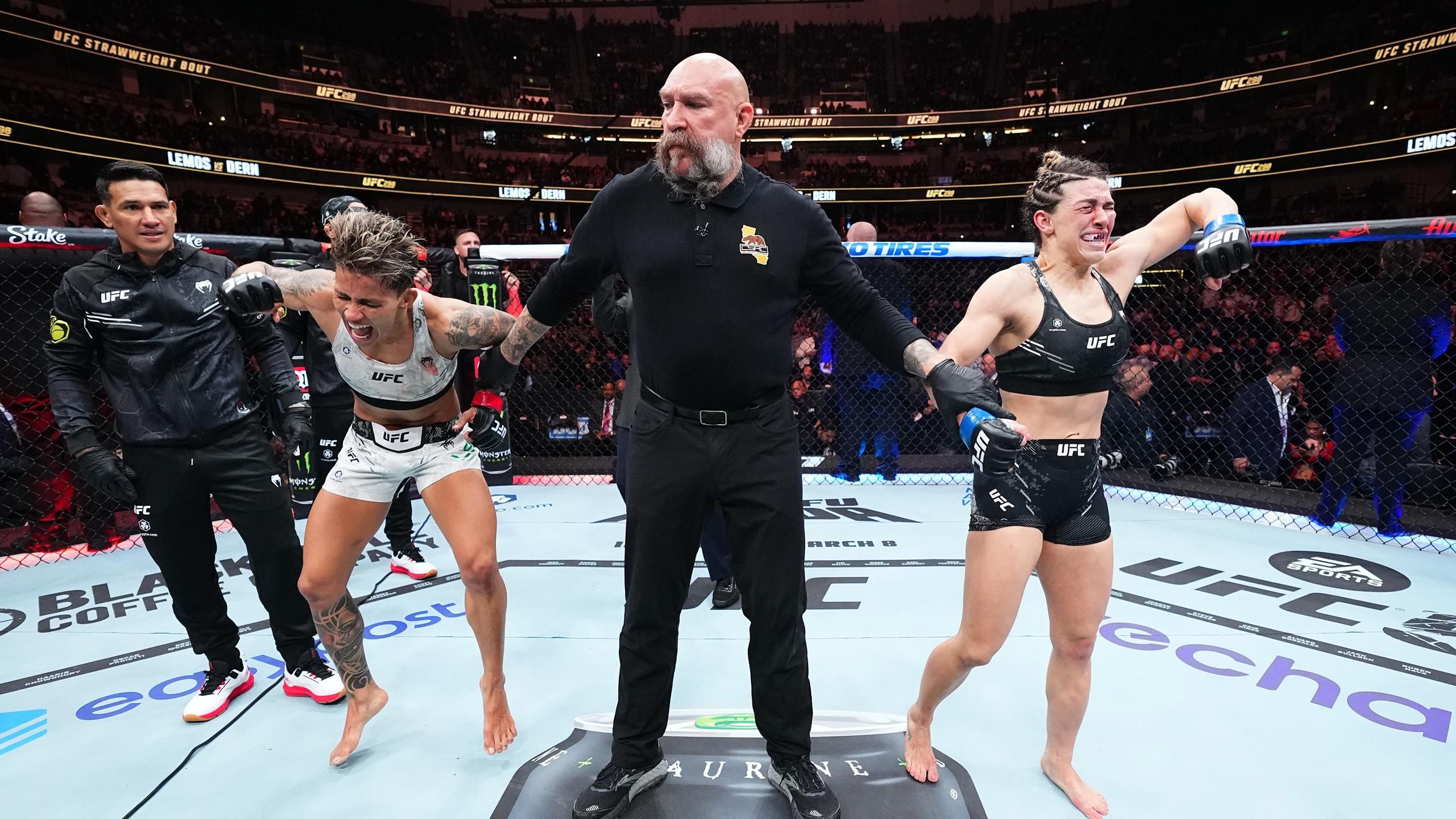 UFC 298: Wild celebrations as Amanda Lemos wins war with Mackenzie Dern ...