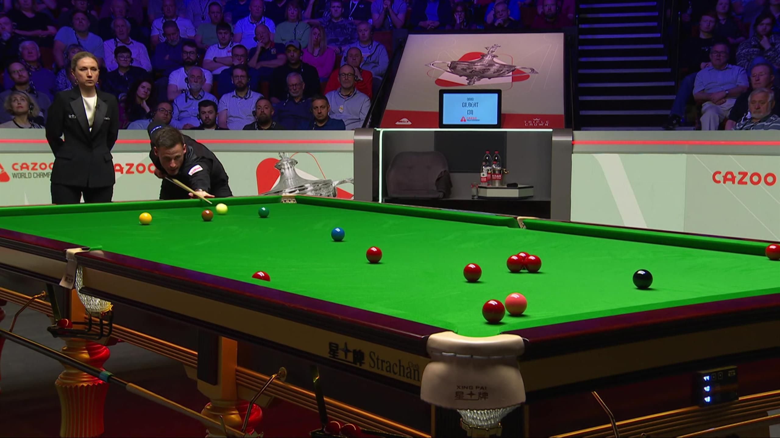 David Gilbert pots superb long red against Kyren Wilson at World ...