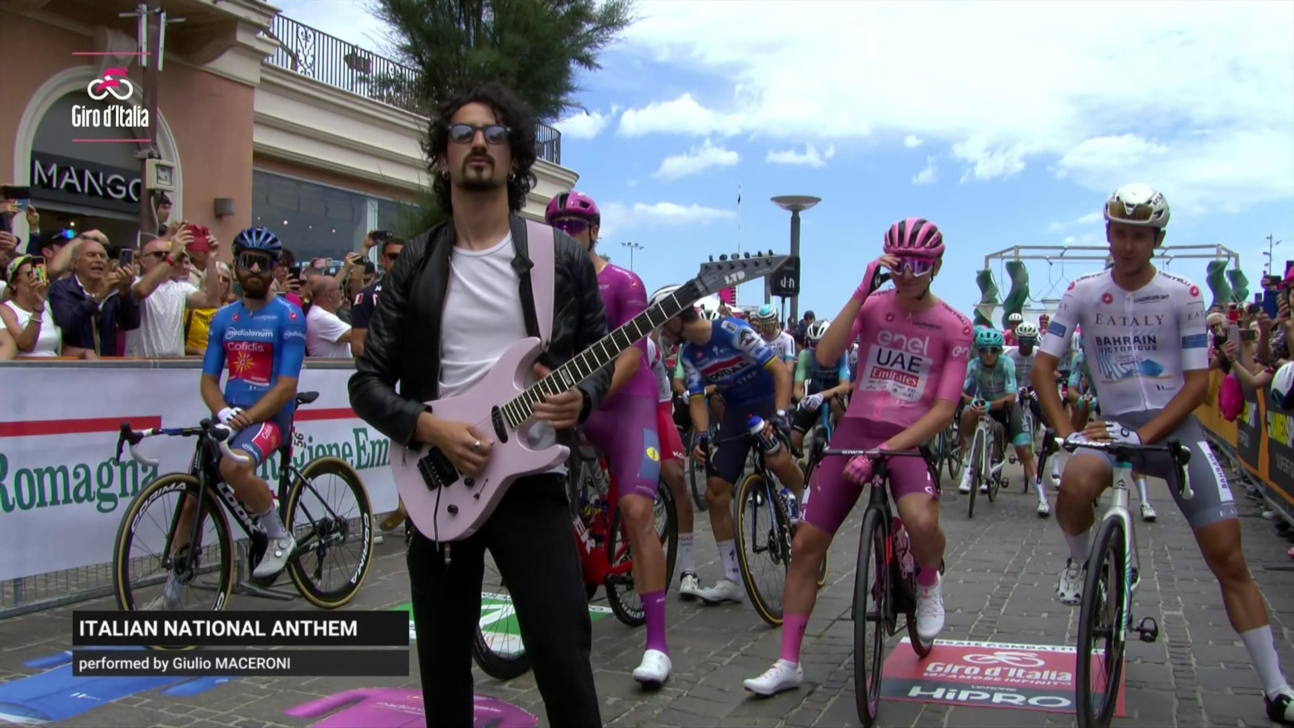 Giro d'Italia: Stirring start to Stage 13 as Italian national anthem is ...