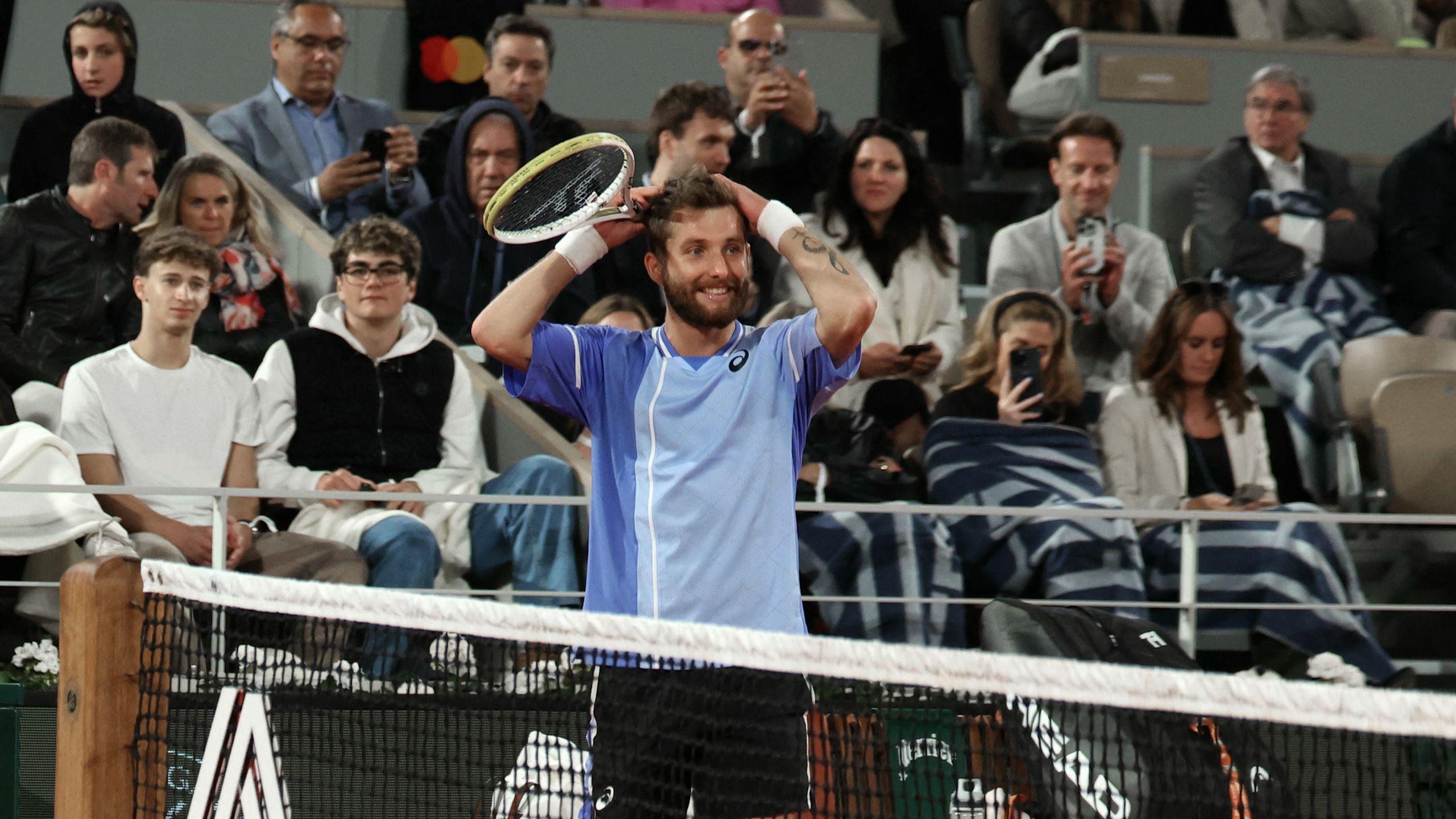 French Open: 'I didn't!' - Corentin Moutet in tense exchange with umpire over foot-fault on ...