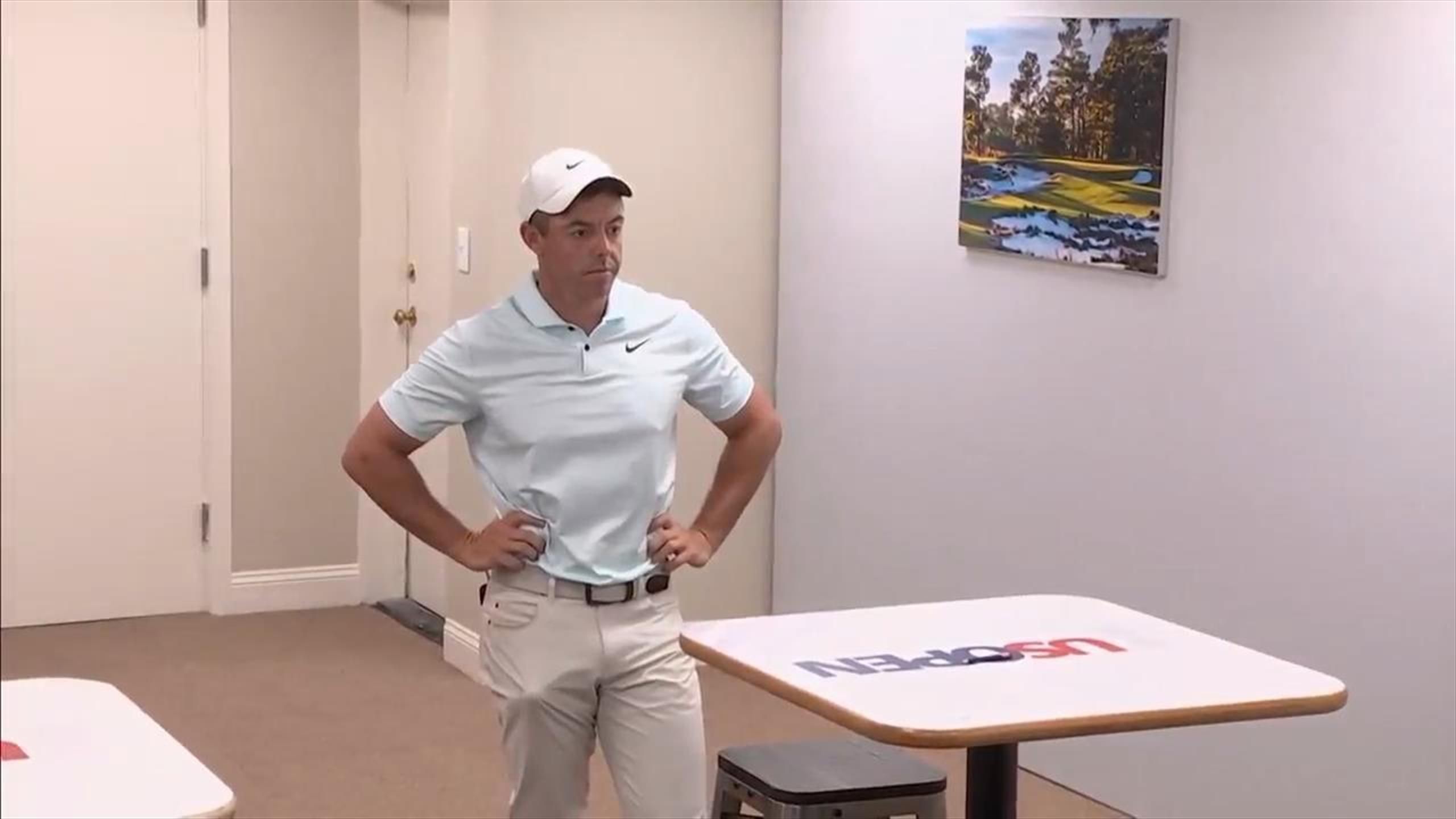 Dejected Rory McIlroy walks out of clubhouse after watching Bryson ...