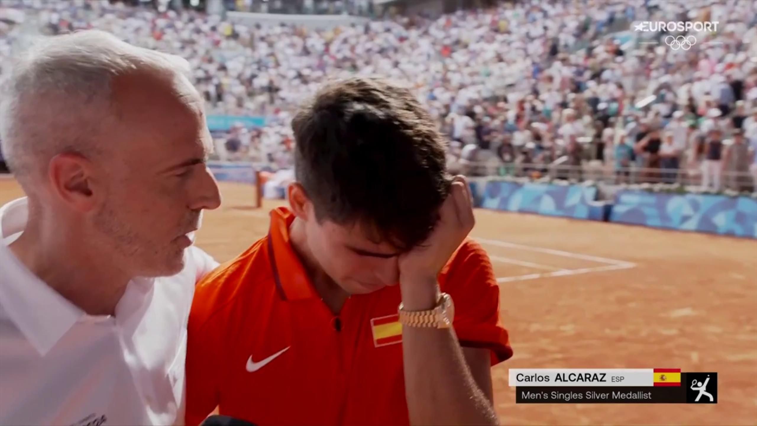 Emotional Carlos Alcaraz forced to walk away from interview after Novak ...