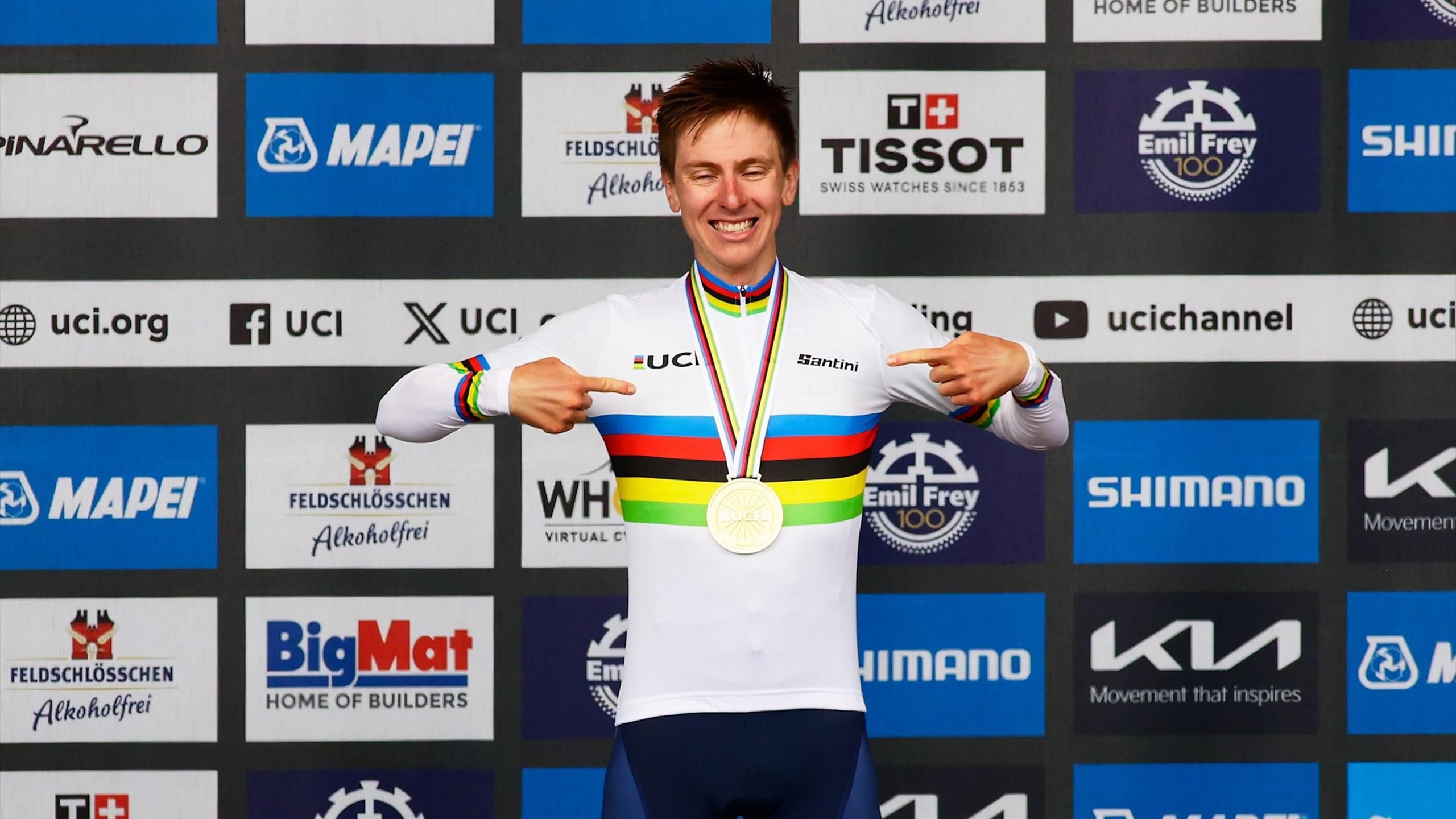 UCI Road World Championships: Watch as Tadej Pogacar dons the famous ...