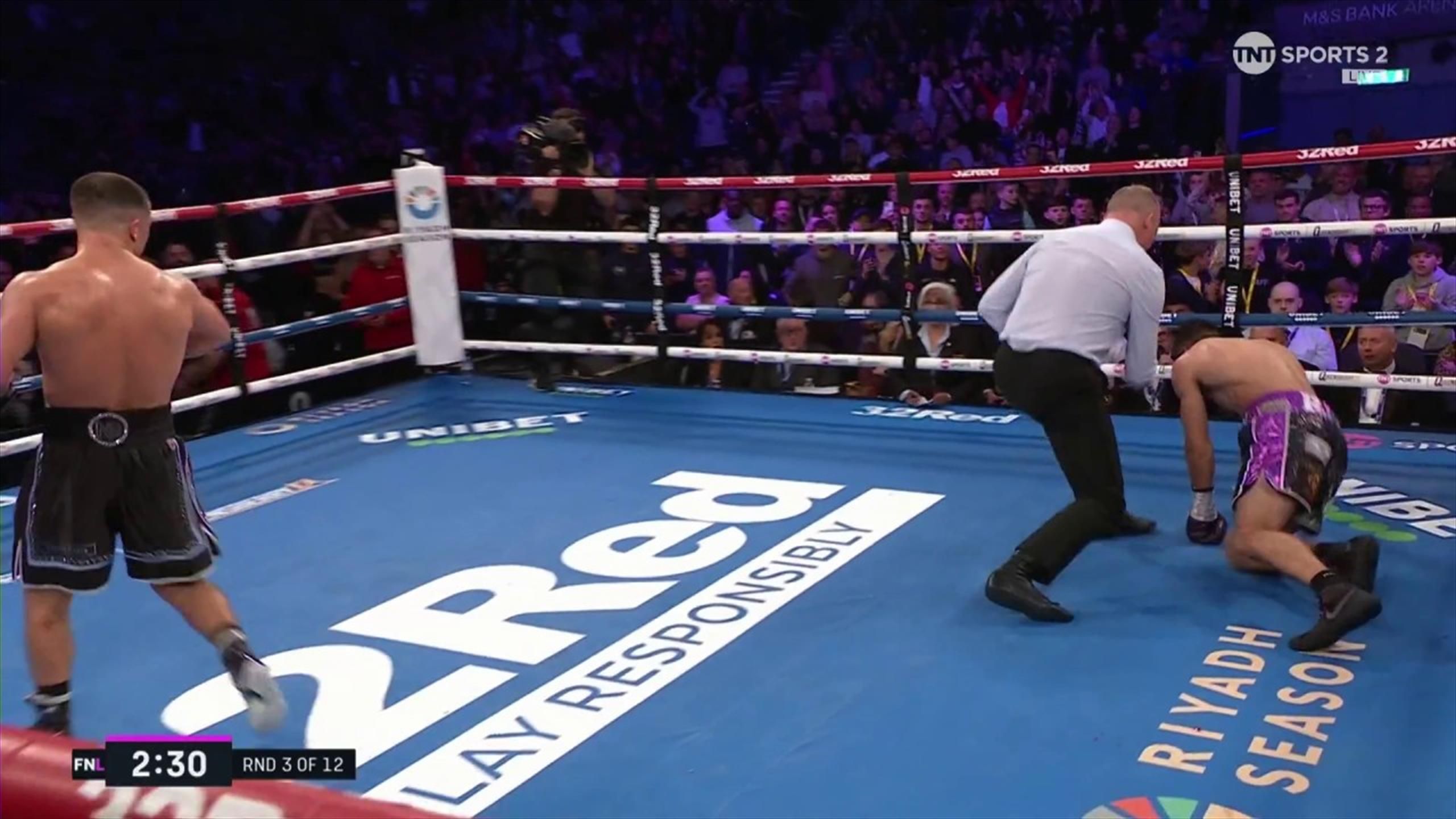 Nick Ball drops Ronny Rios in the third round with fierce combination ...