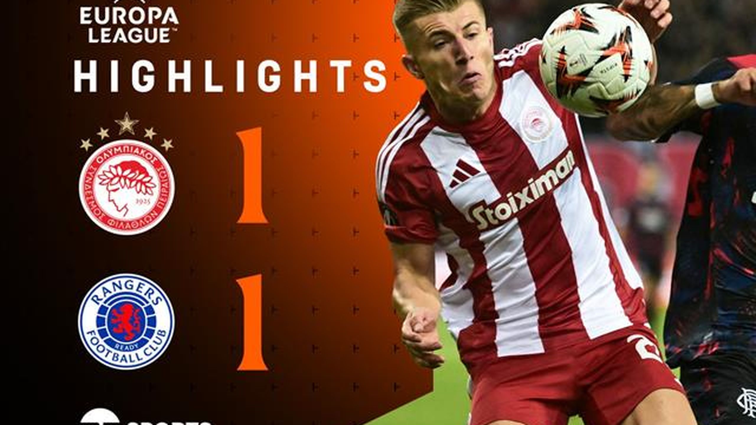 Highlights: Olympiacos and Rangers play out 1-1 UEFA Europa League draw ...