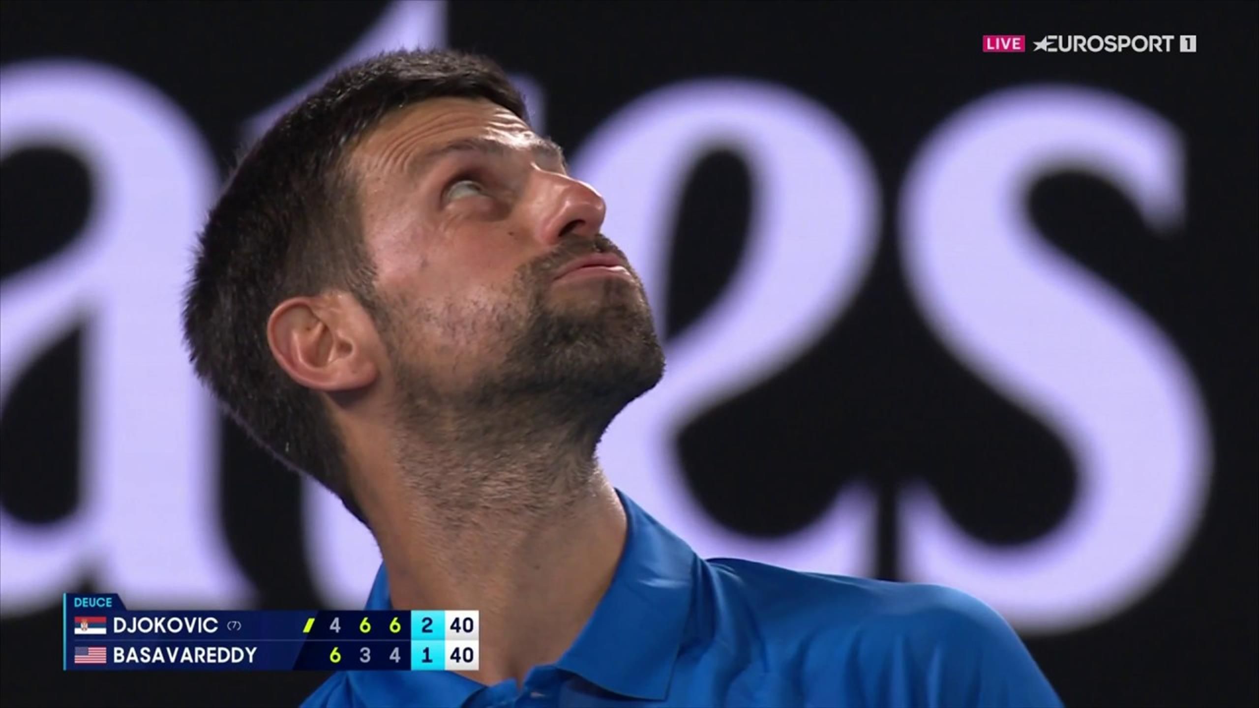 Novak Djokovic has to stop and laugh as noisy bird interrupts his serve ...