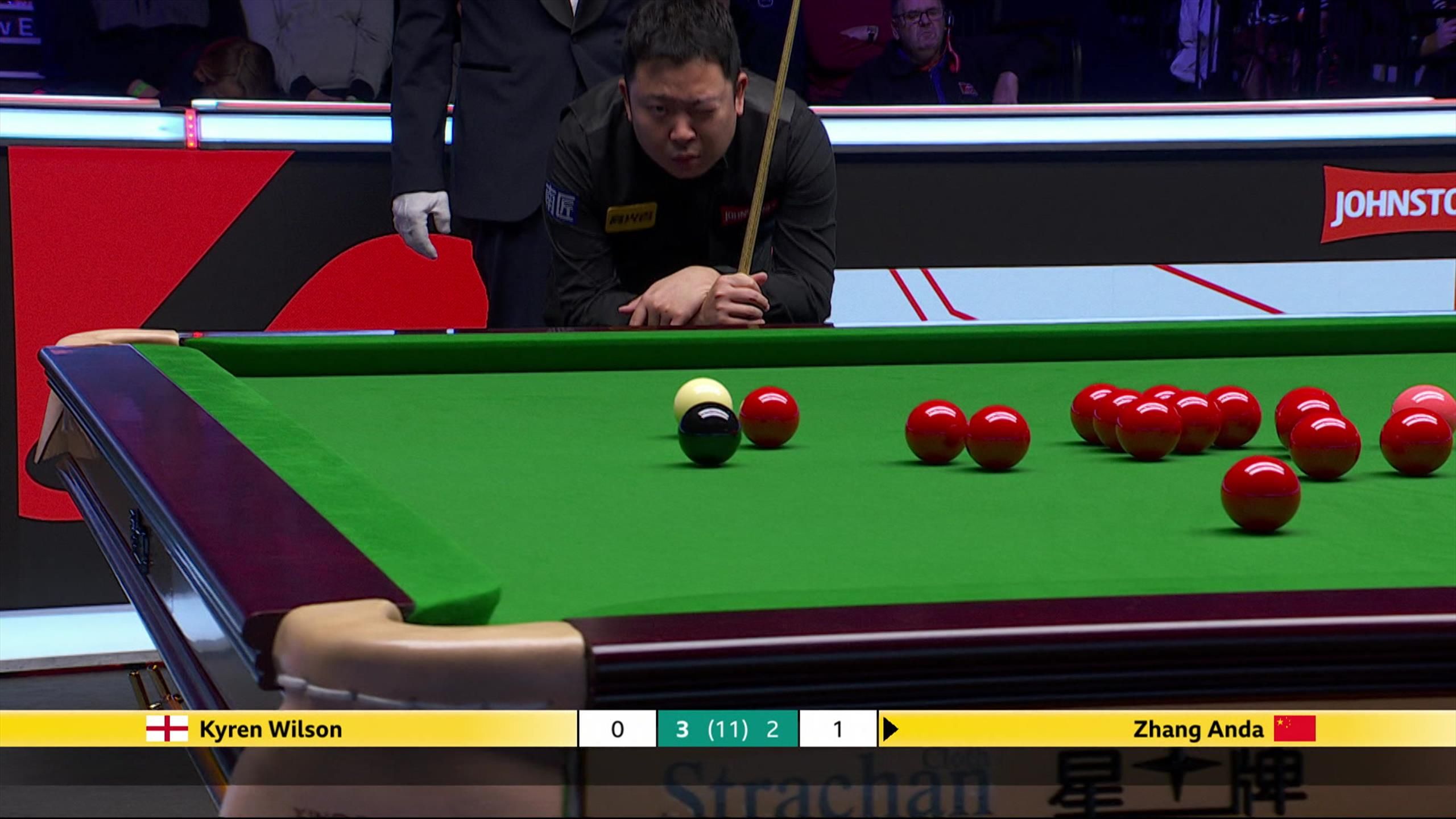 Masters 2025: Zhang Anda stuns Ally Pally crowd with 'sublime' long red ...