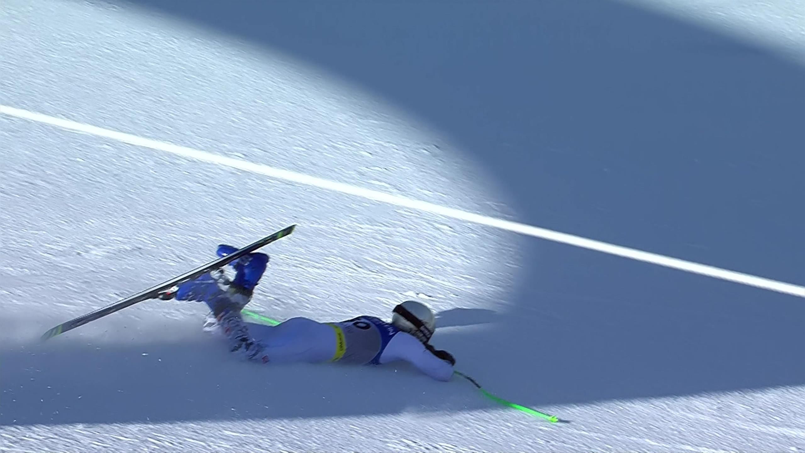 Alpine World Ski Championships: Teo Zampa crosses finish line on his ...