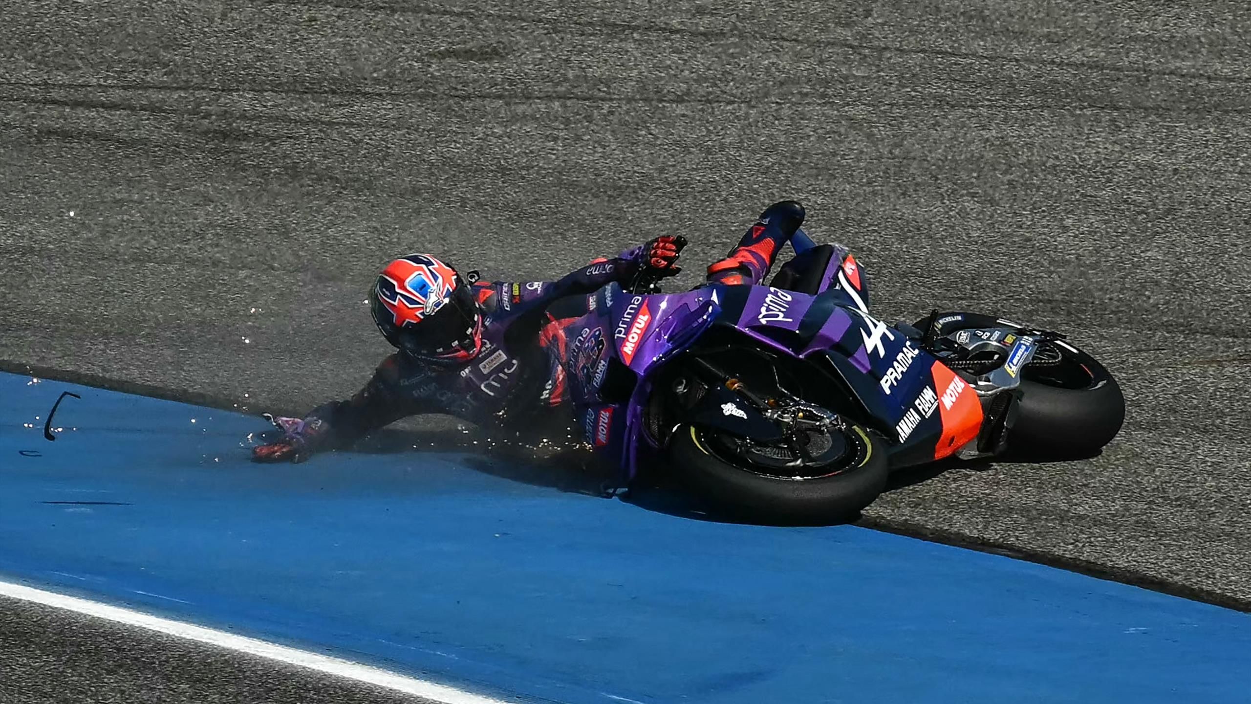 Jack Miller crashes out as smoke engulfs bike in MotoGP Thailand Sprint ...