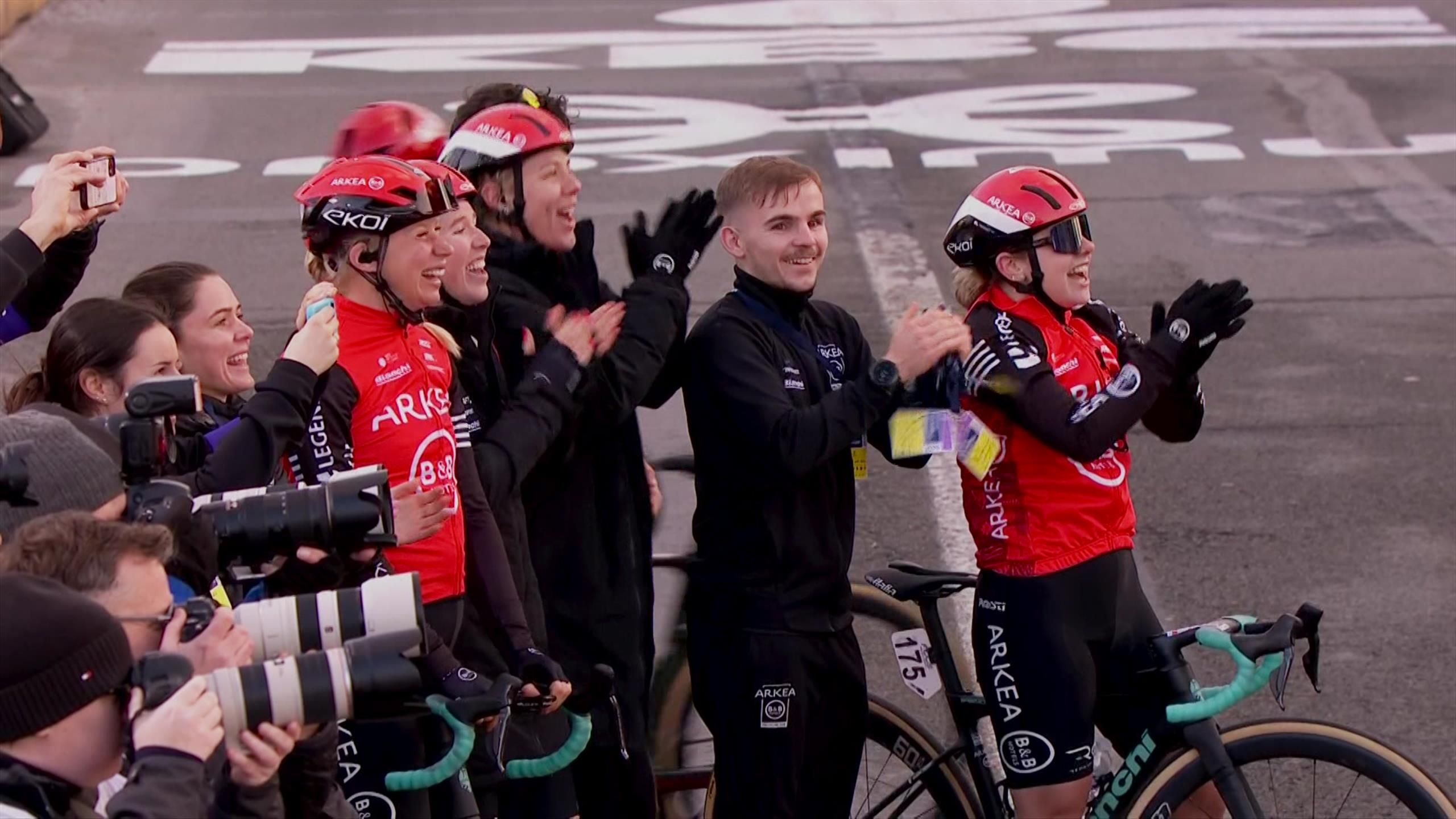 Emotional scenes as Lotte Claes' team-mates savour her momentous Omloop ...