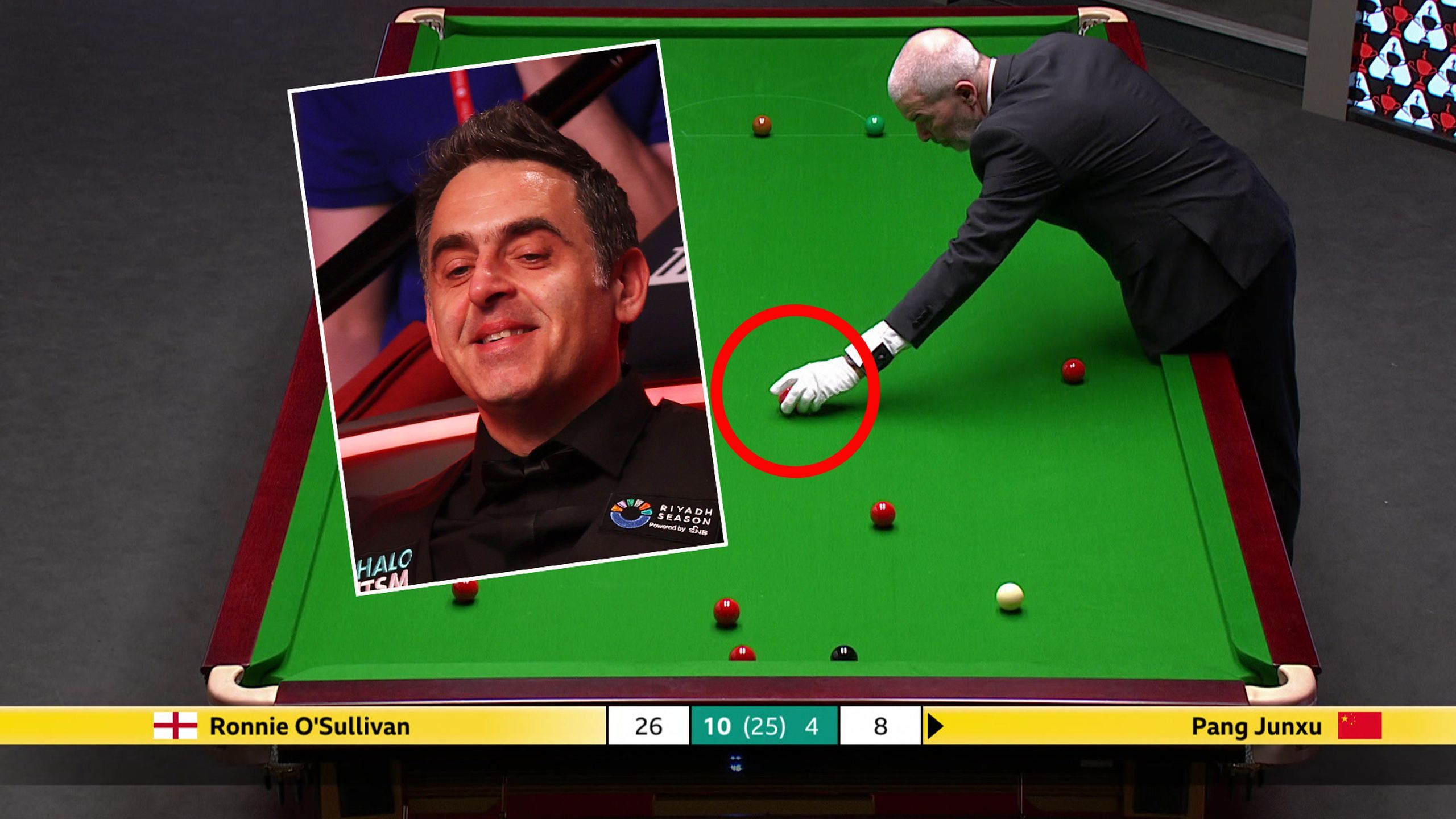 Surprise as referee replaces pink in wrong spot in Ronnie O'Sullivan v ...