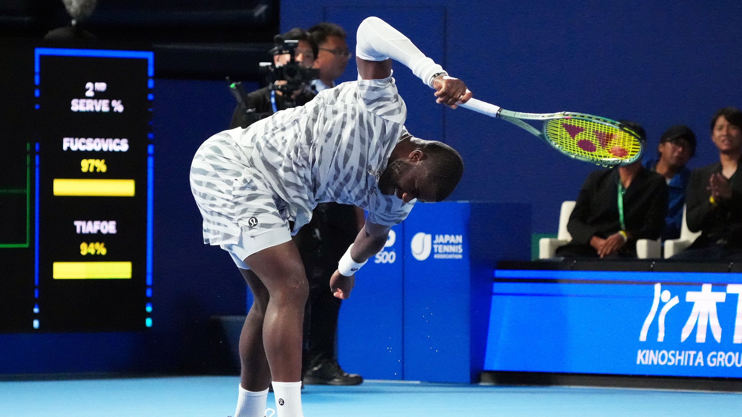 Frances Tiafoe loses cool and smashes racquet after Marton Fucsovics ...