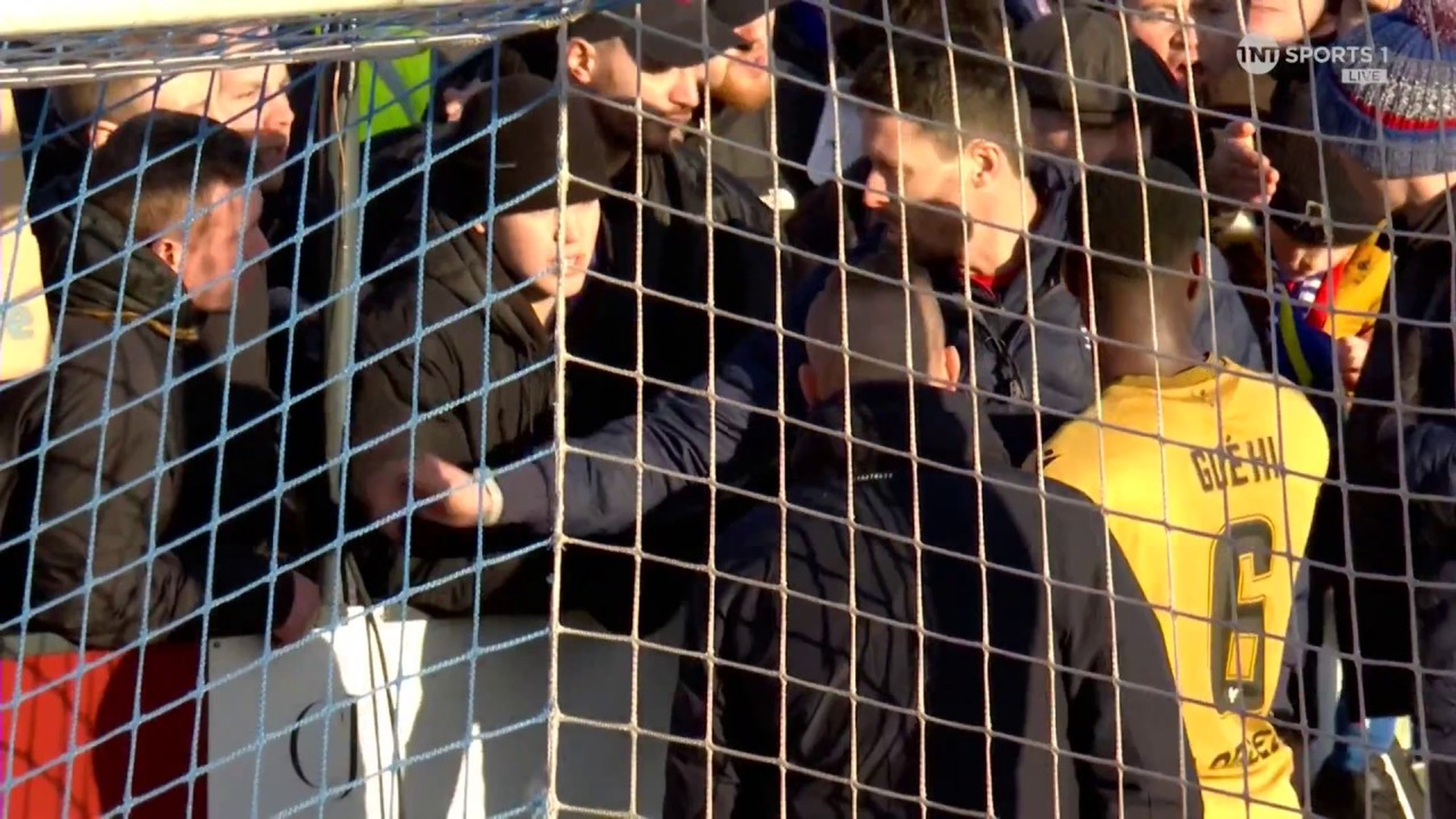 Marc Guehi talks to Crystal Palace supporters after shock FA Cup exit ...