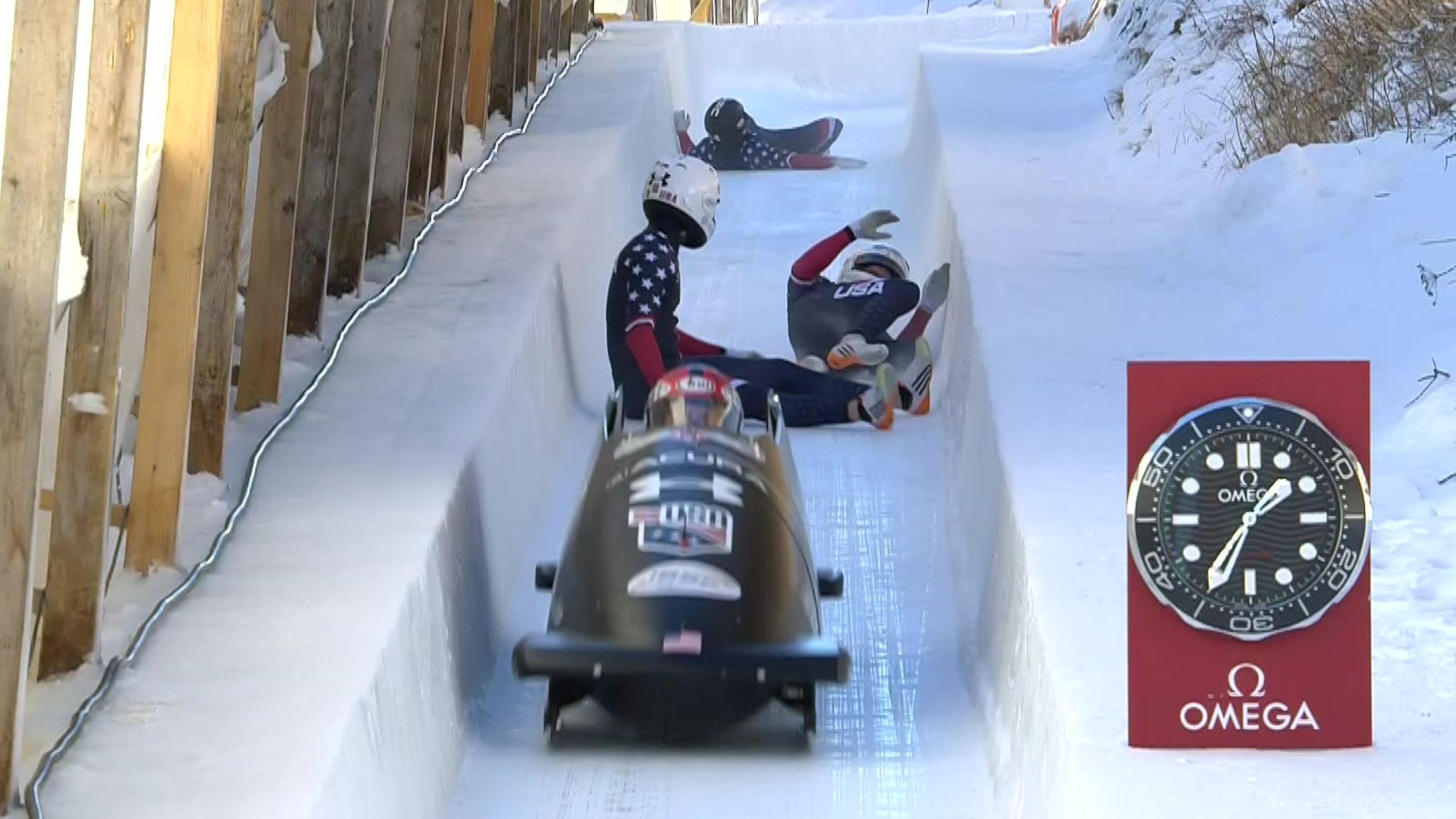 Three US bobsledders fall at start of track in St Moritz - leaving solo ...